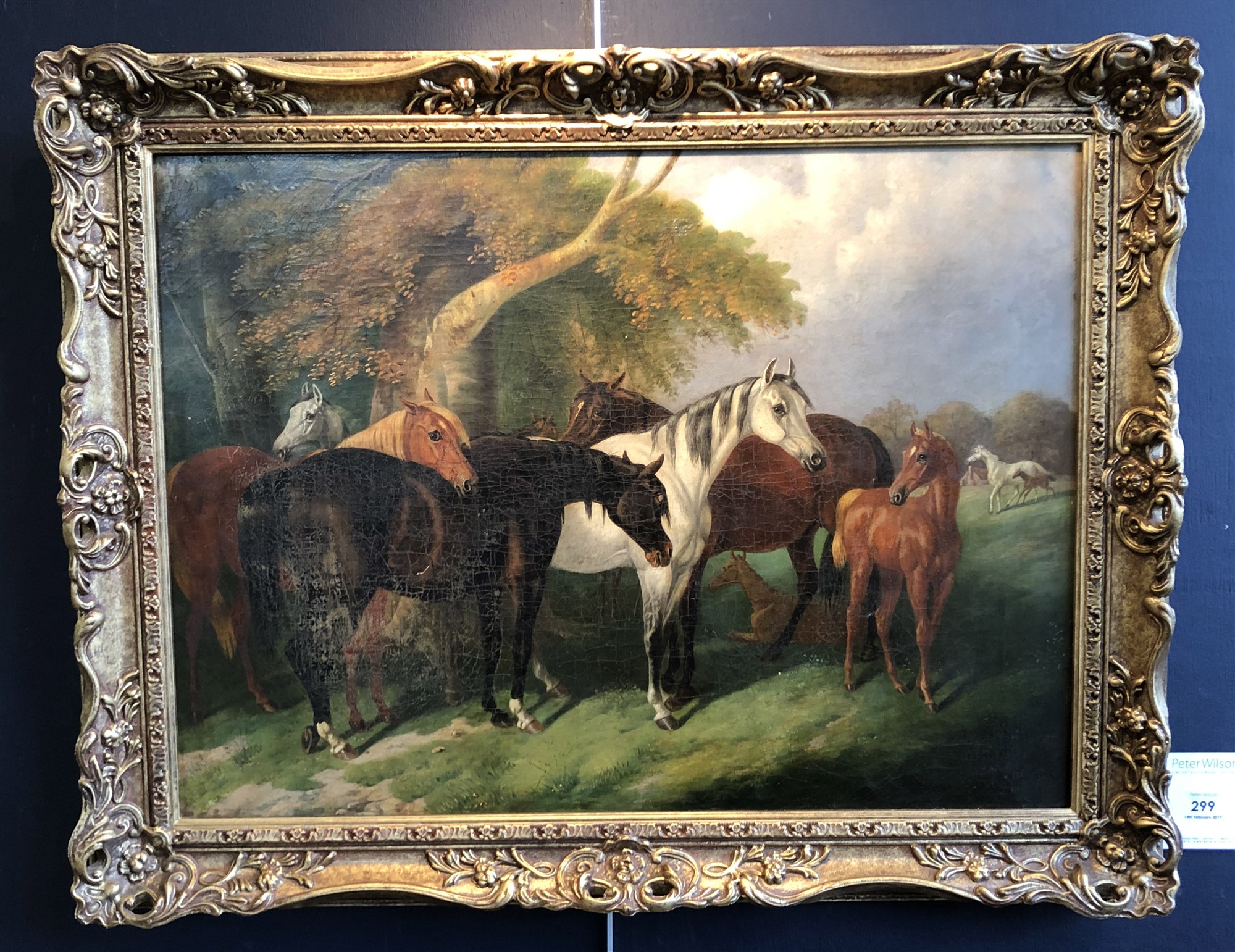 Lot 299 - Edward Corbett, Horses at rest in a field,