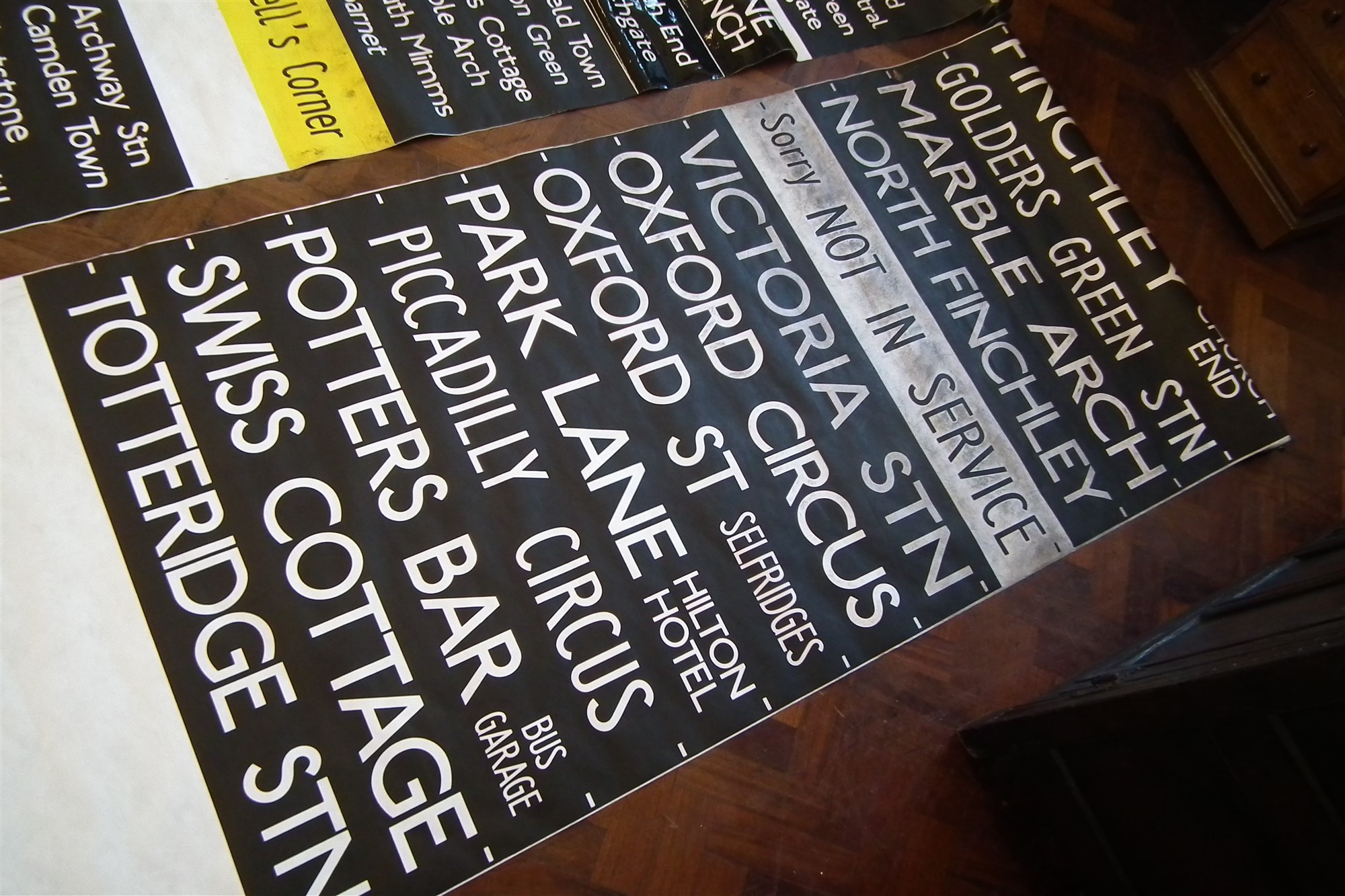 Lot 48 - Five London Transport Bus destination blinds