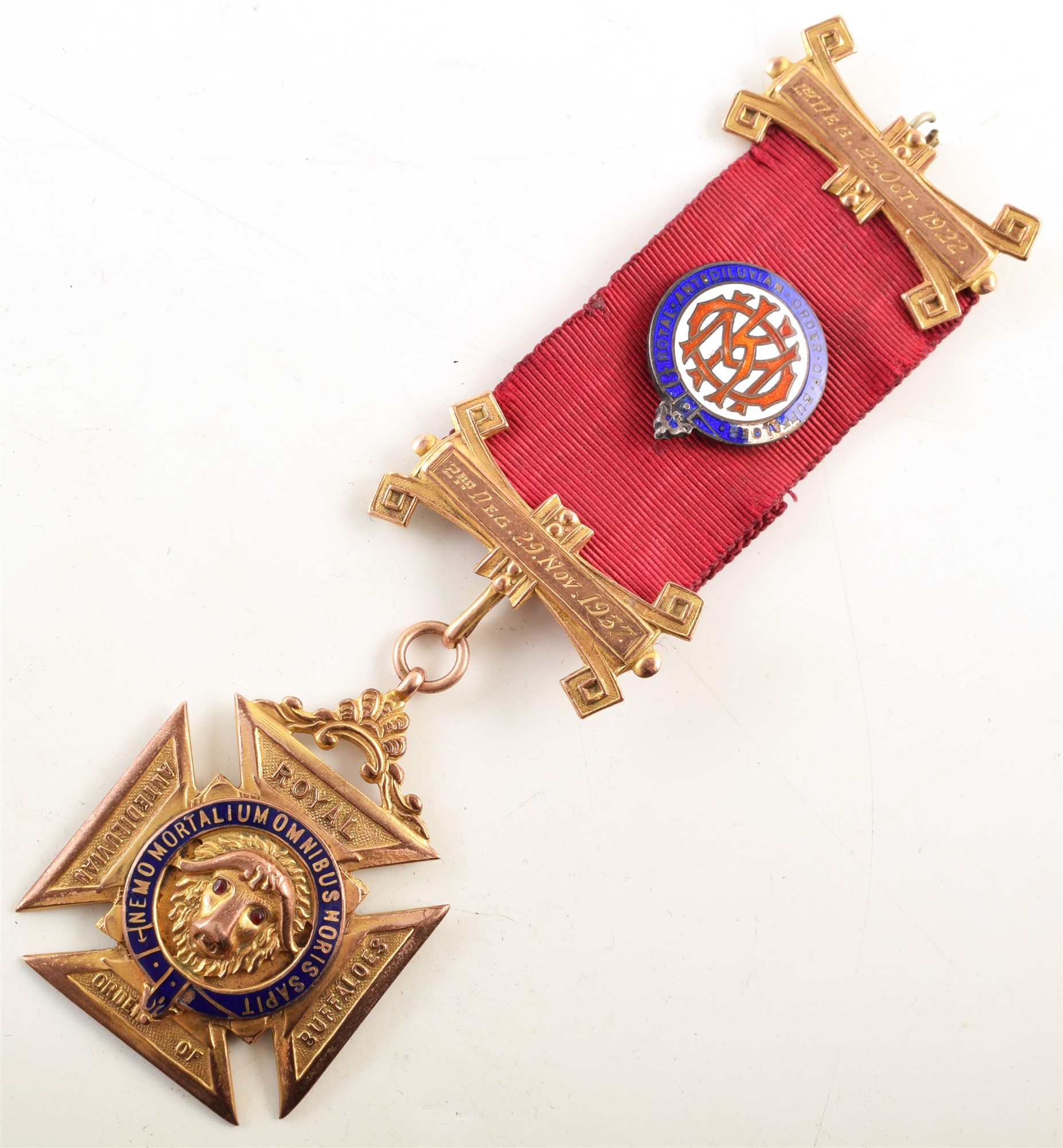 Lot 252 - 9ct gold and enamelled RAOB medallion