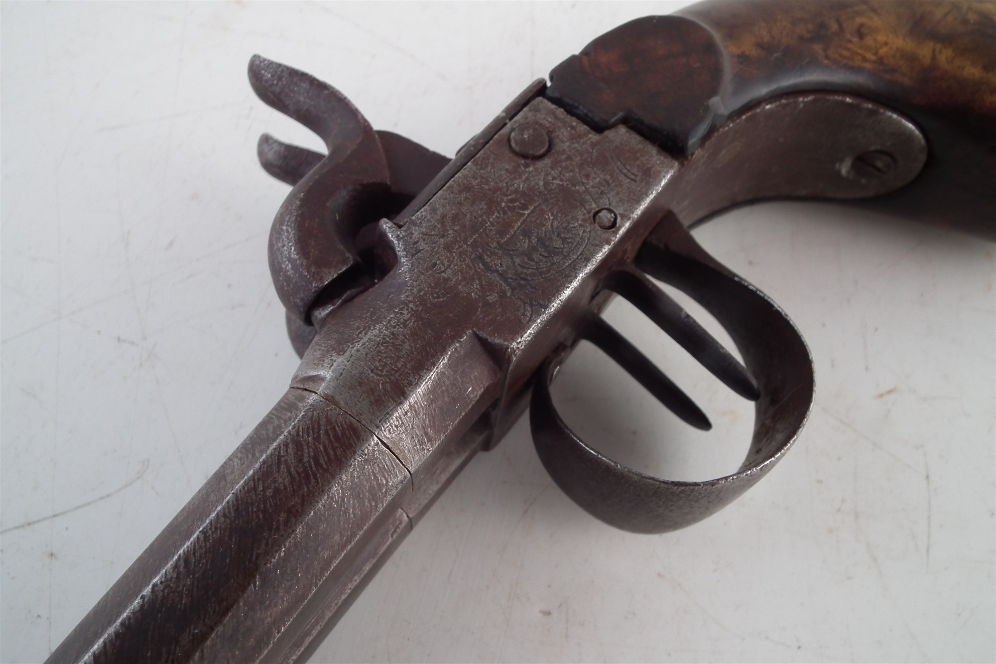 Lot 39 - Percussion boxlock double barrel pistol,