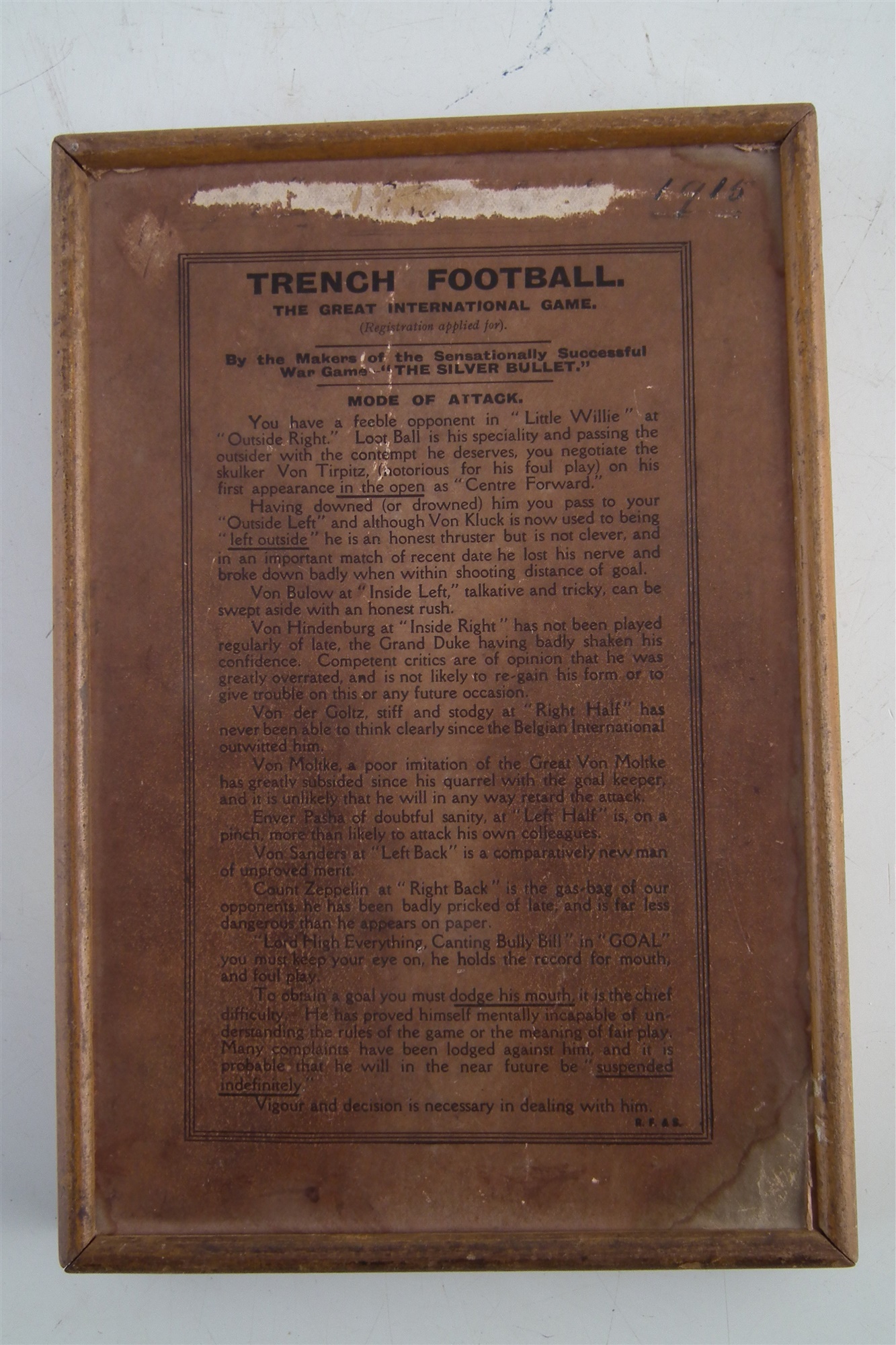 Lot 54 - WW1 British Propaganda Trench Football