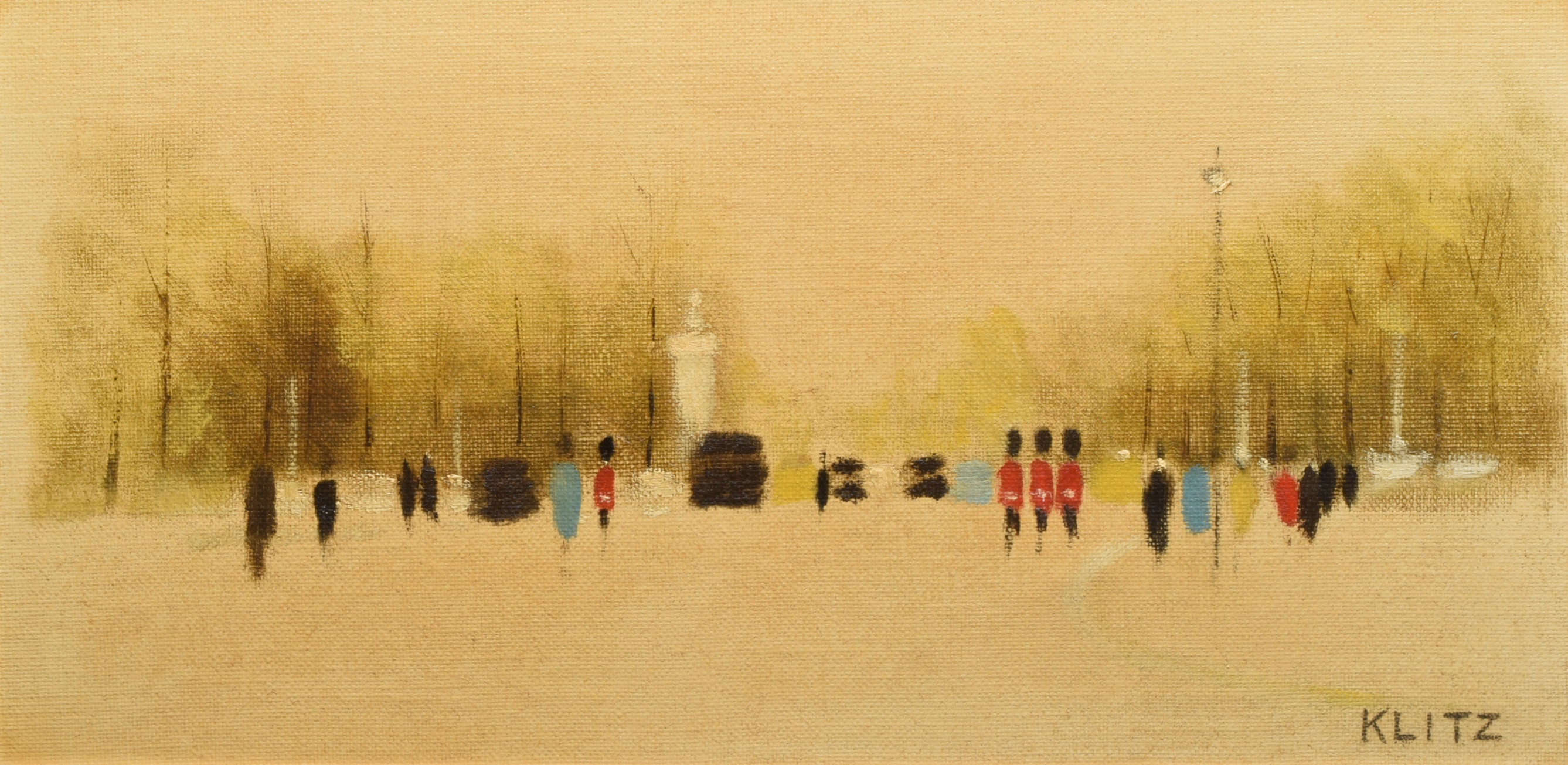 Lot 335 - A.R Klitz, London street scene, oil.