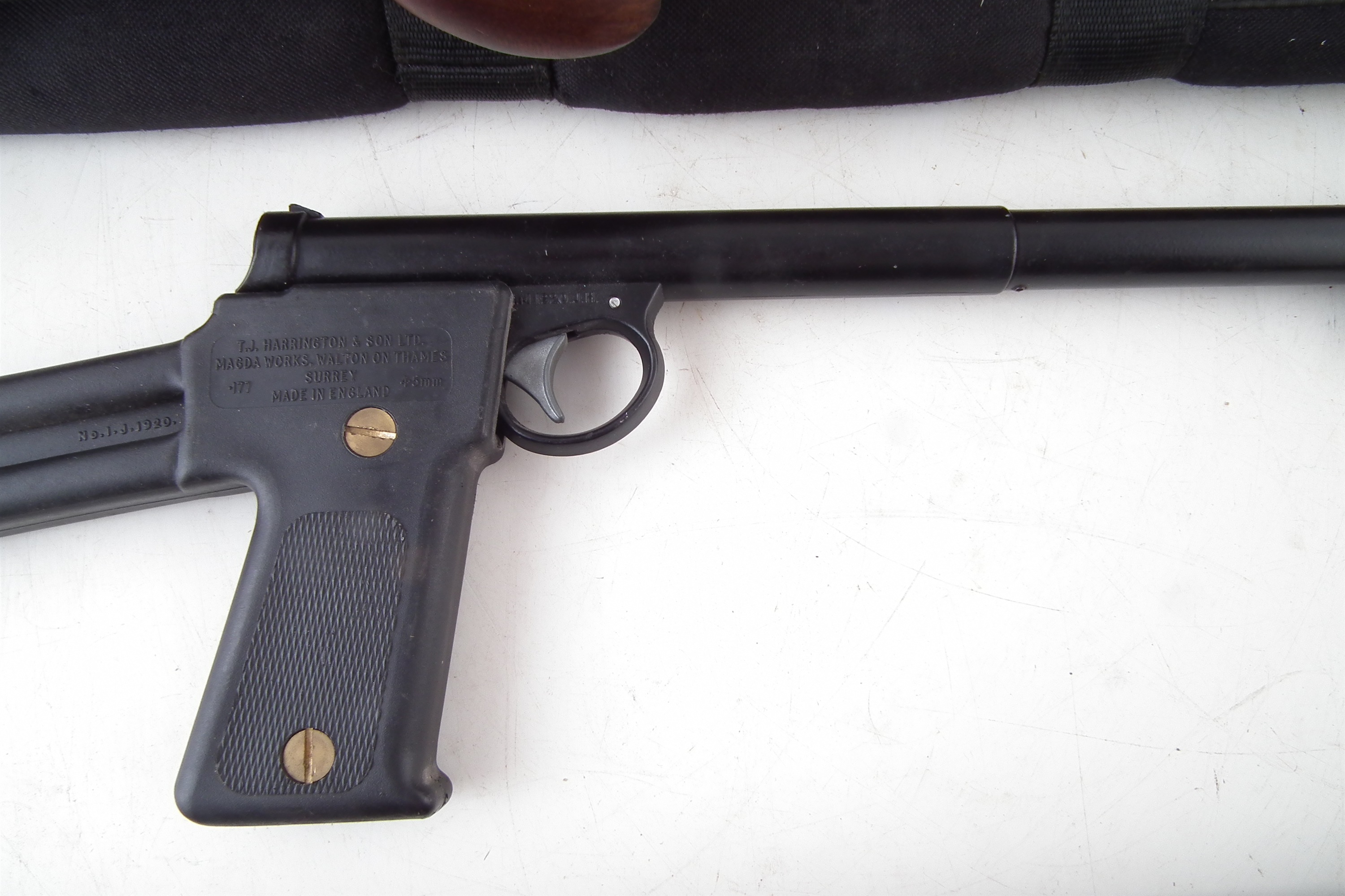 Lot 106 - GAT spring rifle, case, three rifle stocks