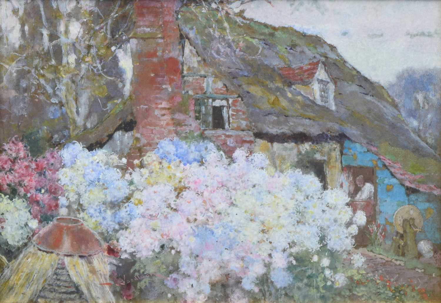 Lot 462 - David Woodlock, "Cottage and Garden Scene",