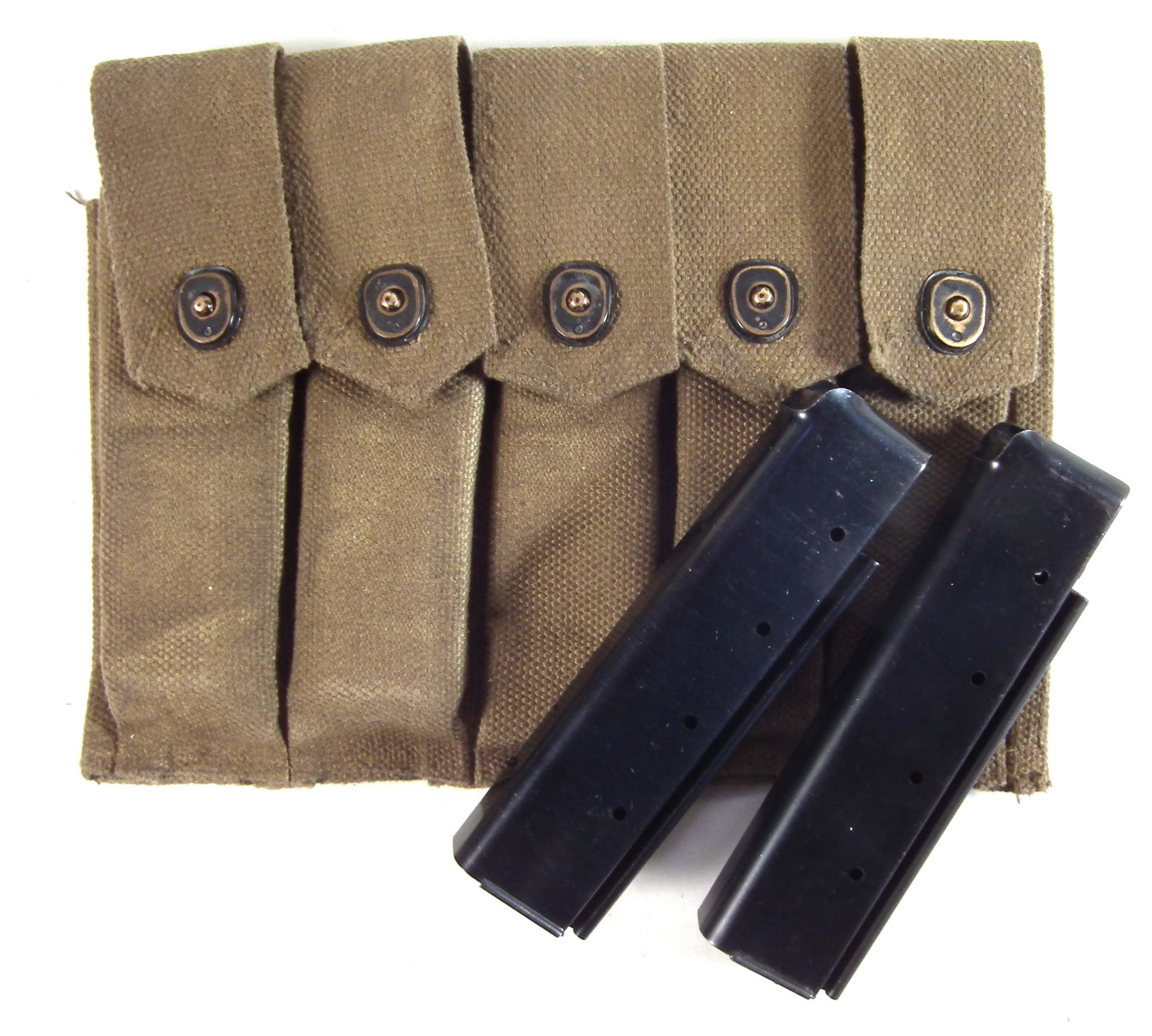 Lot 174 - Thompson machine gun magazine pouch and two