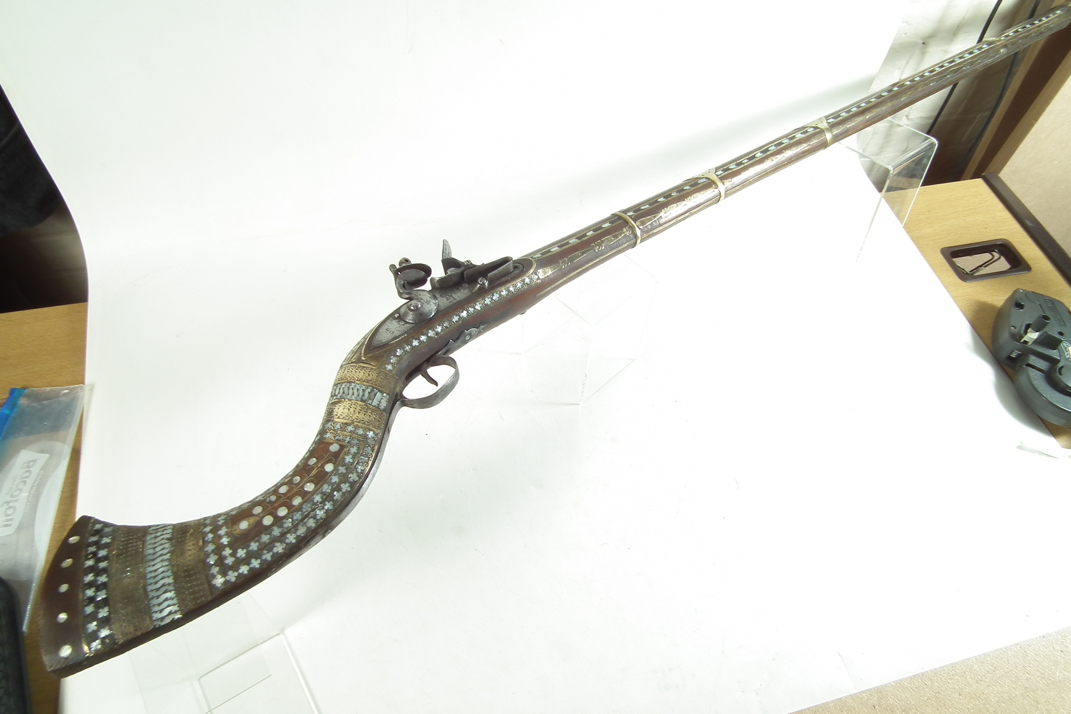 Lot 75 - Afghan flintlock Jezail rifle,