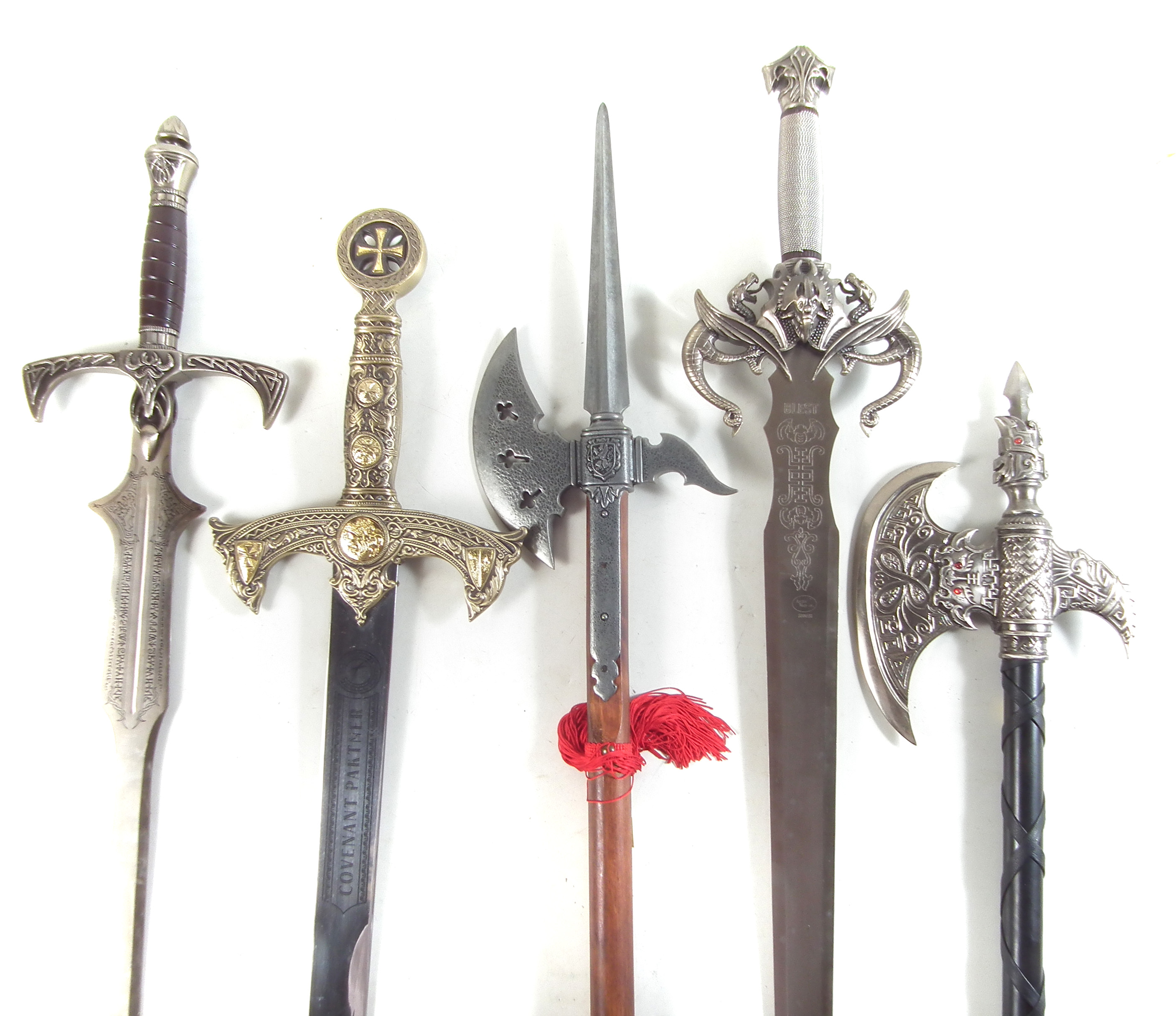 Lot 225 - Three 20th century mythical swords, also two