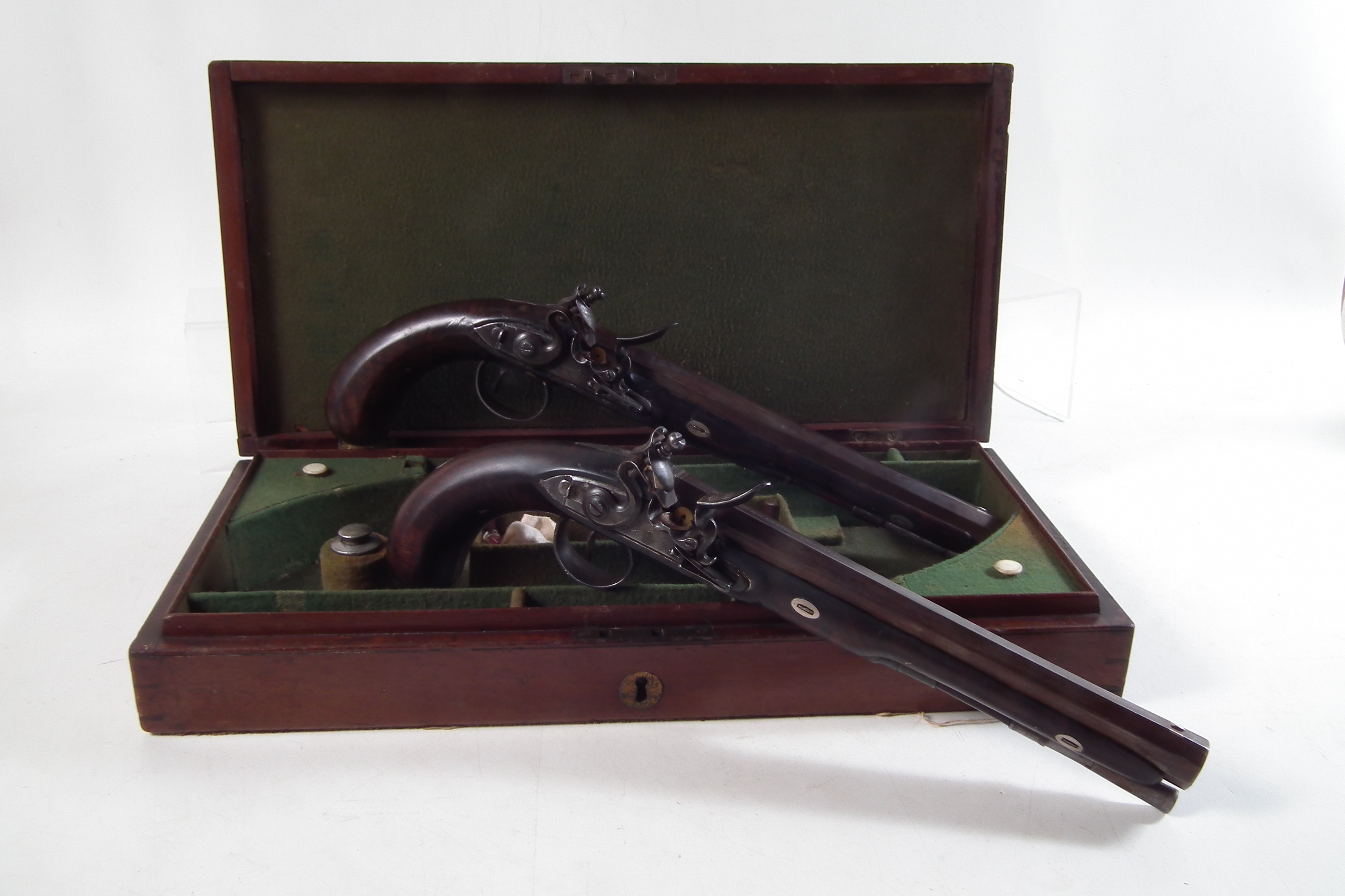 Lot 1 - Matched pair of Flintlock dueling pistols by