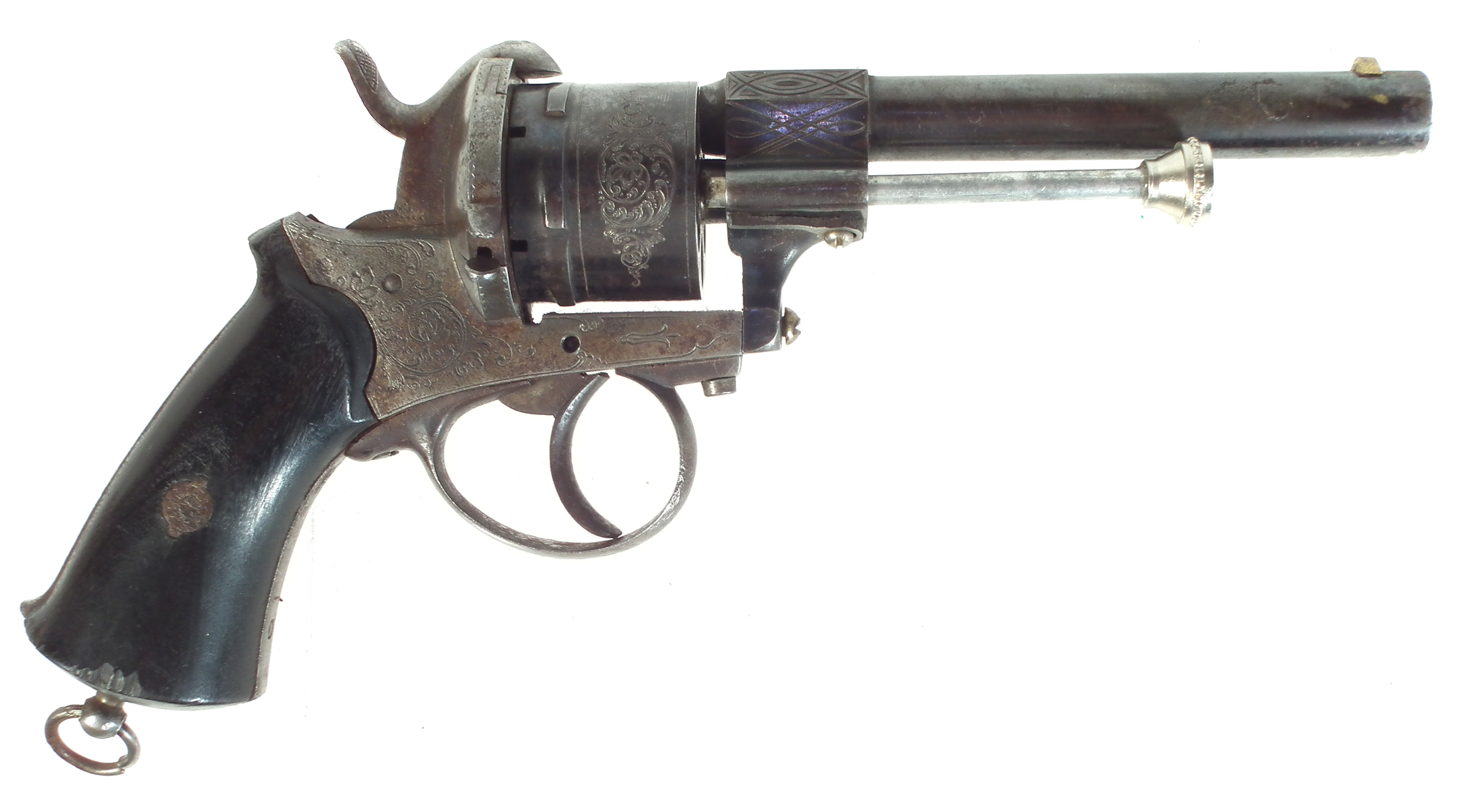 Lot 252 - Belgian 9mm pinfire revolver, 3.5 inch