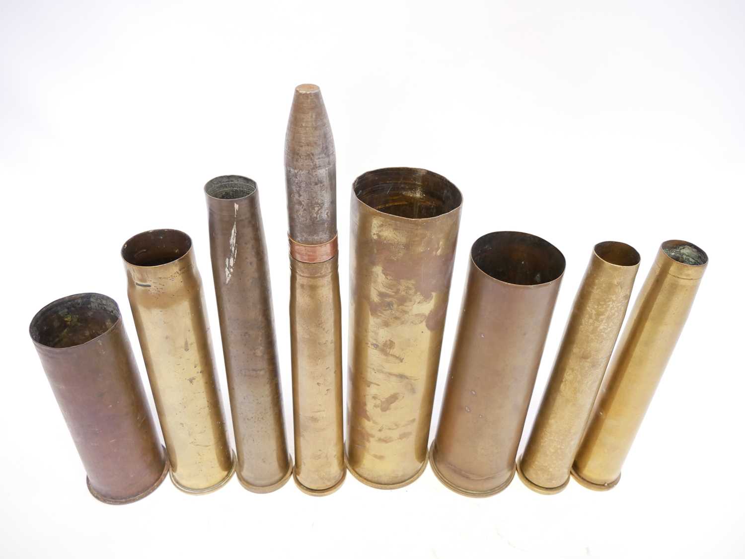 Lot 345 - 40mm inert Bofors shell and seven shell