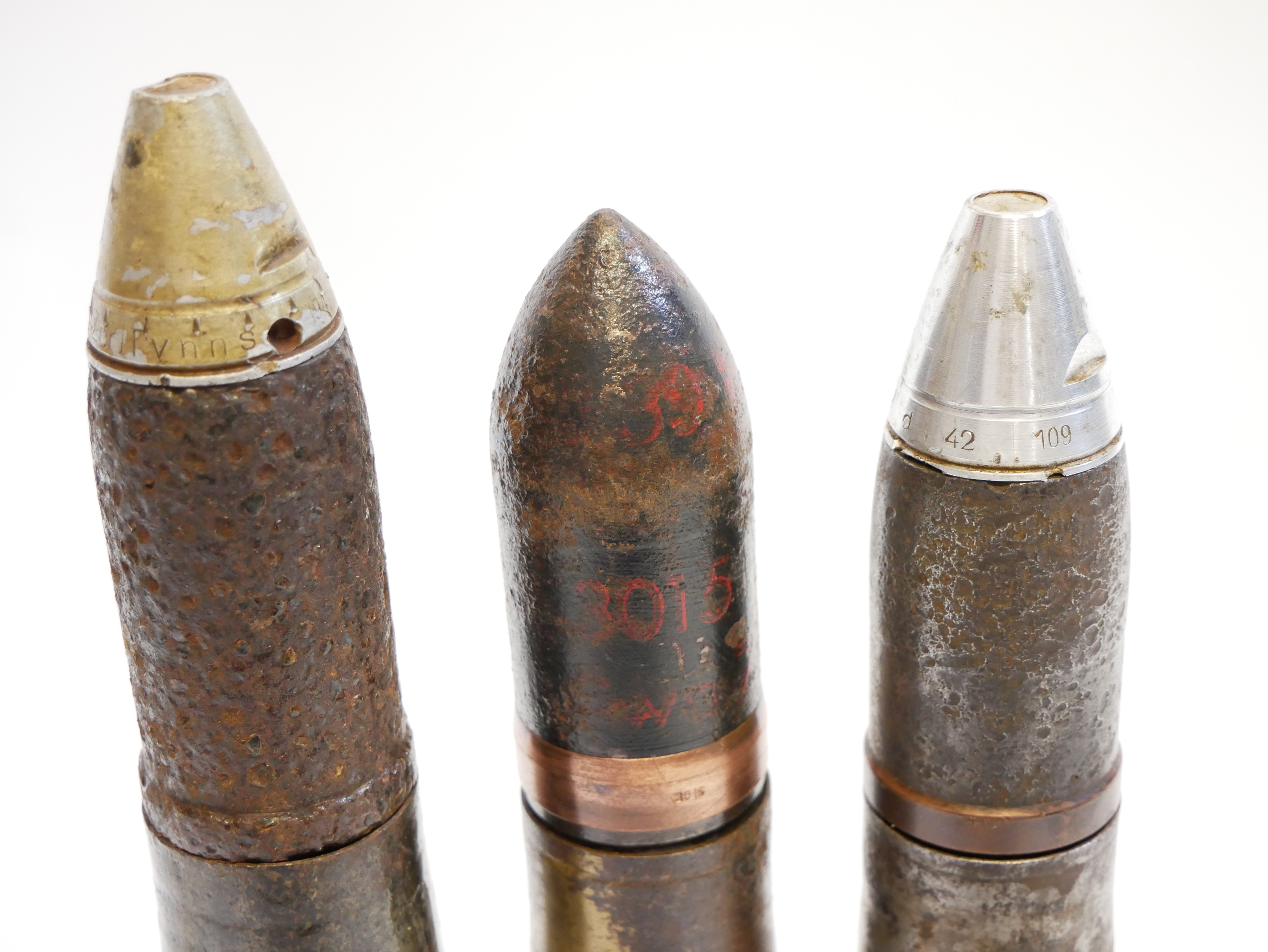 Lot 143 - Three inert German WWII 3.7cm rounds