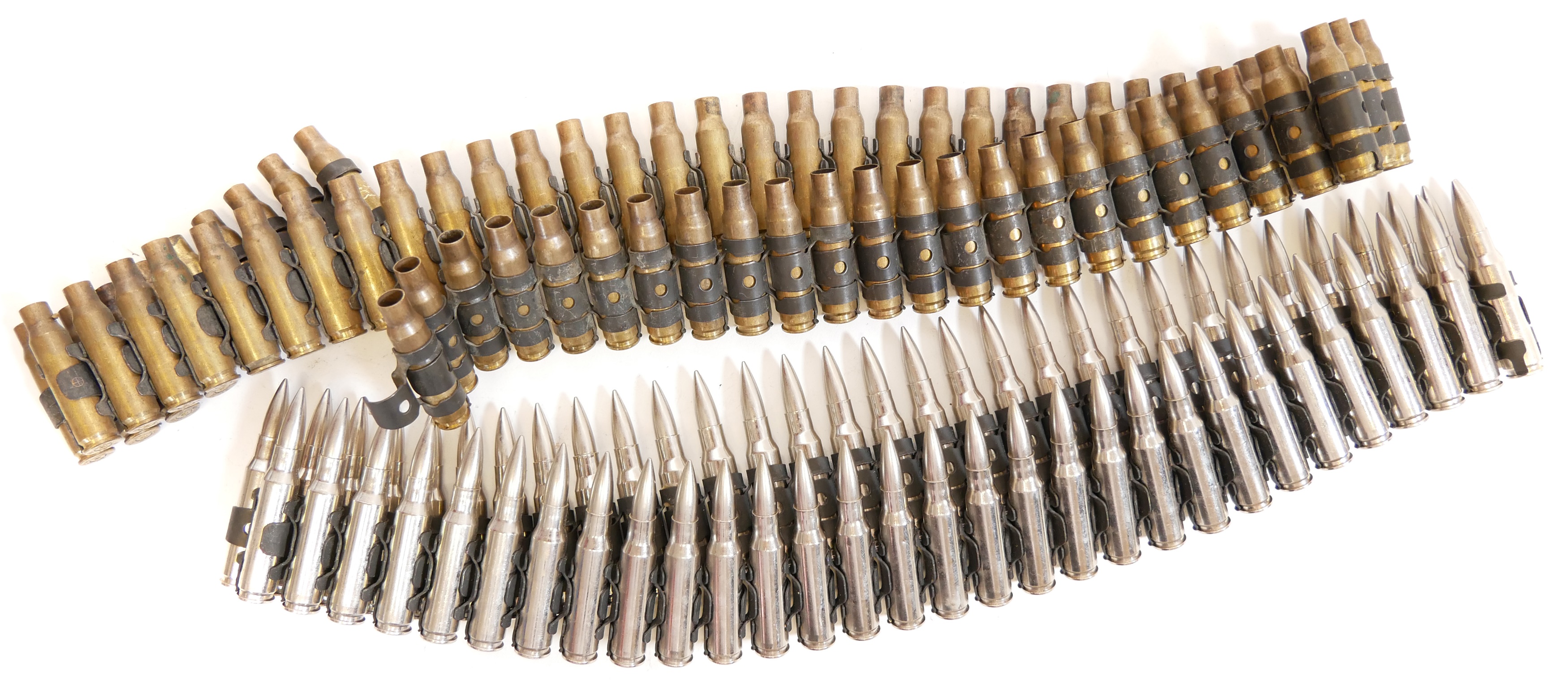 Lot 531 - Two belts of inert 7.62 machinegun rounds