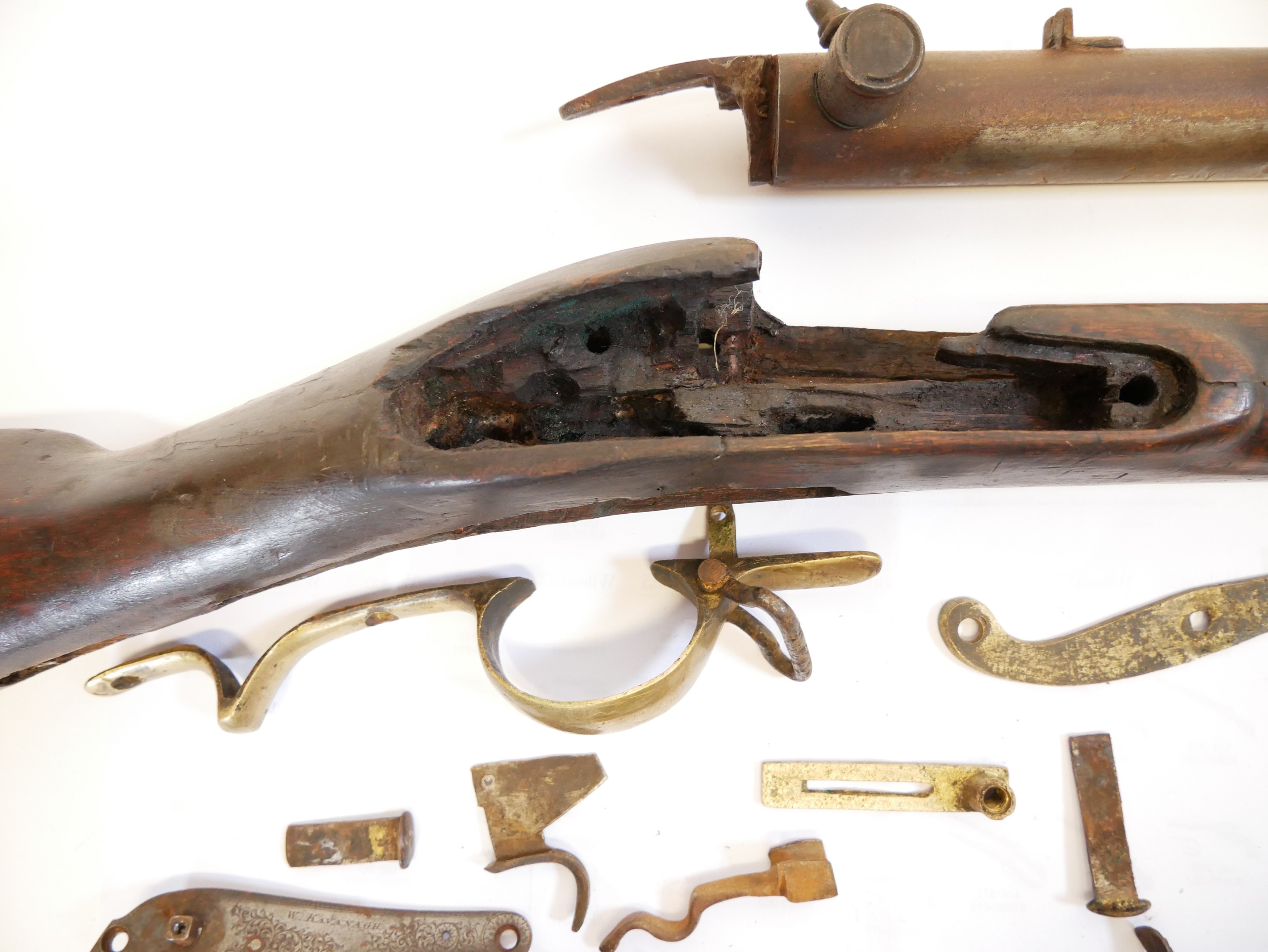 Lot 233 - Major parts of a musket and a collection of