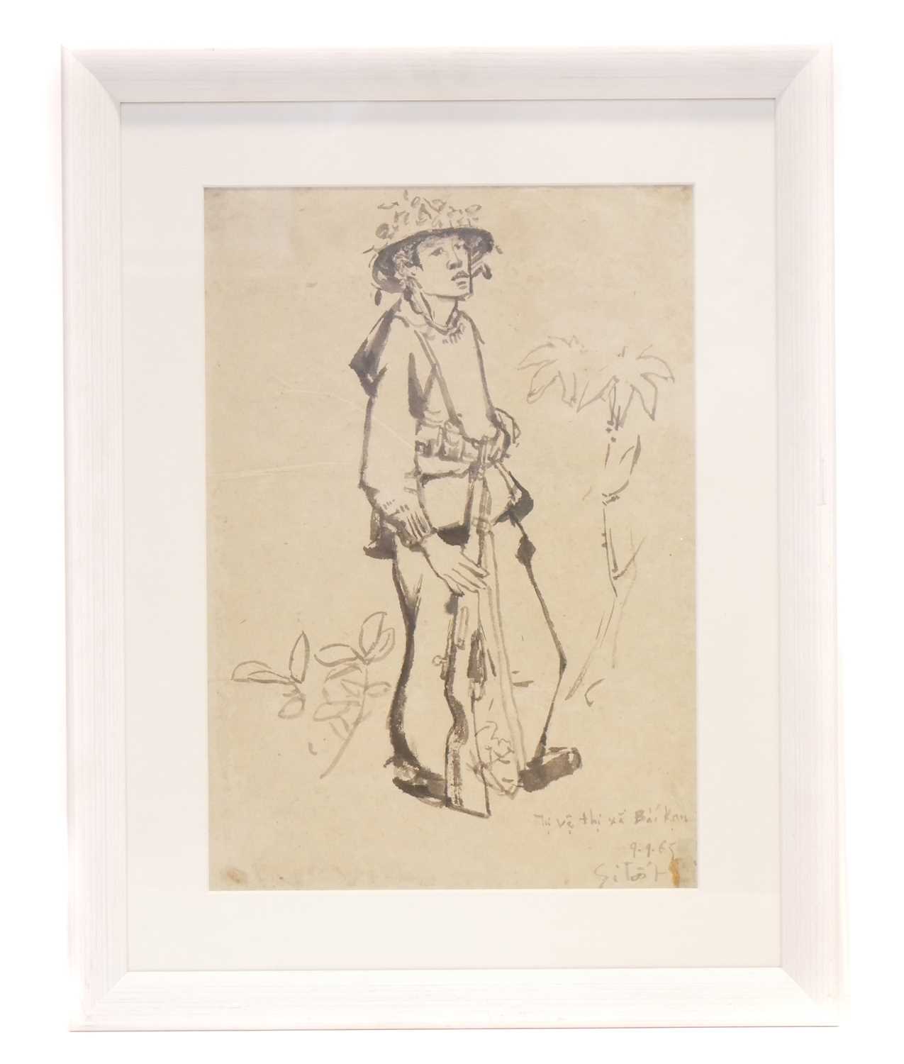 Lot 364 - Viet cong / Veitnam War interest ink drawing