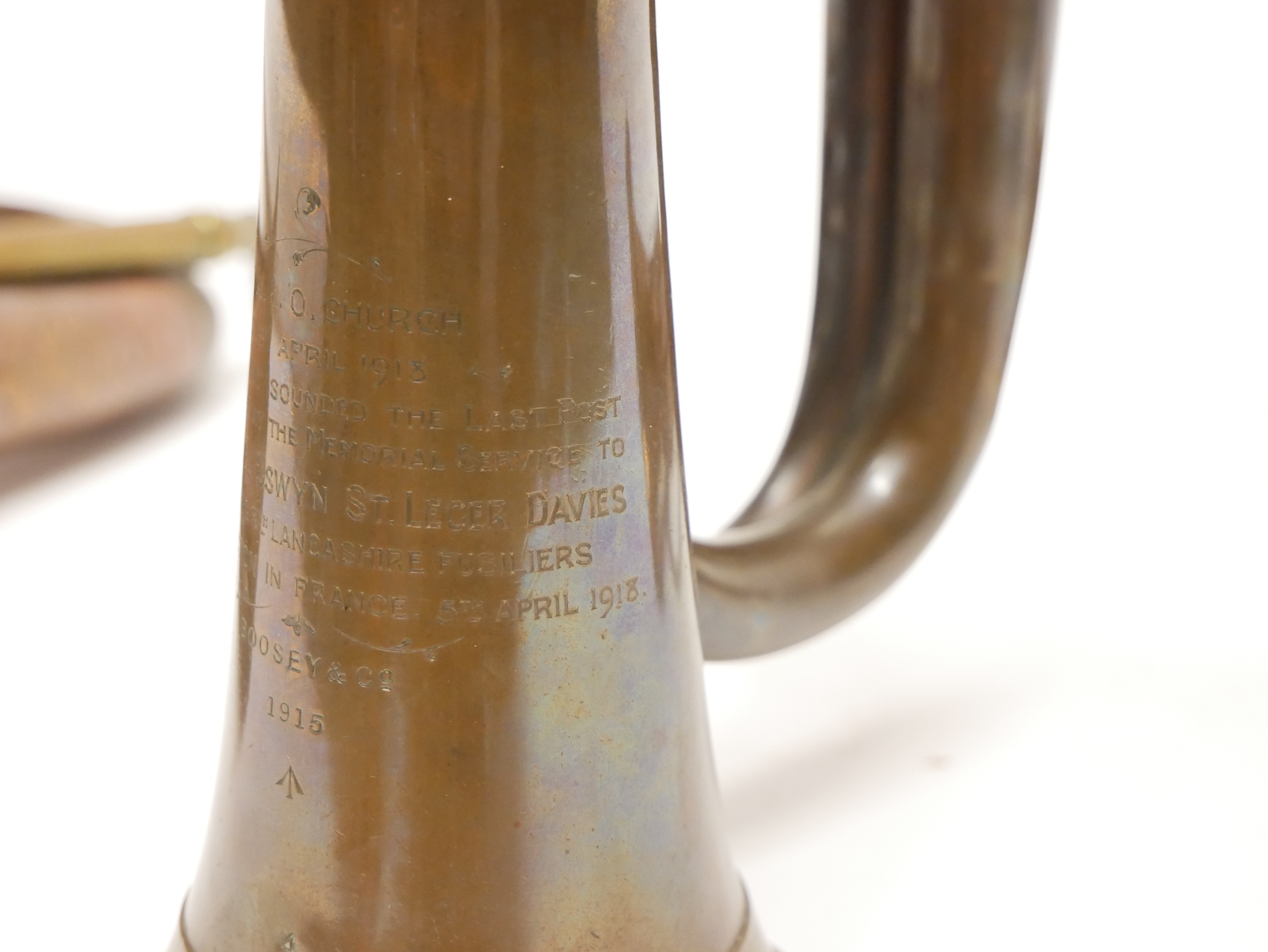 Lot 389 - Four bugles, one with Lancashire Fusiliers