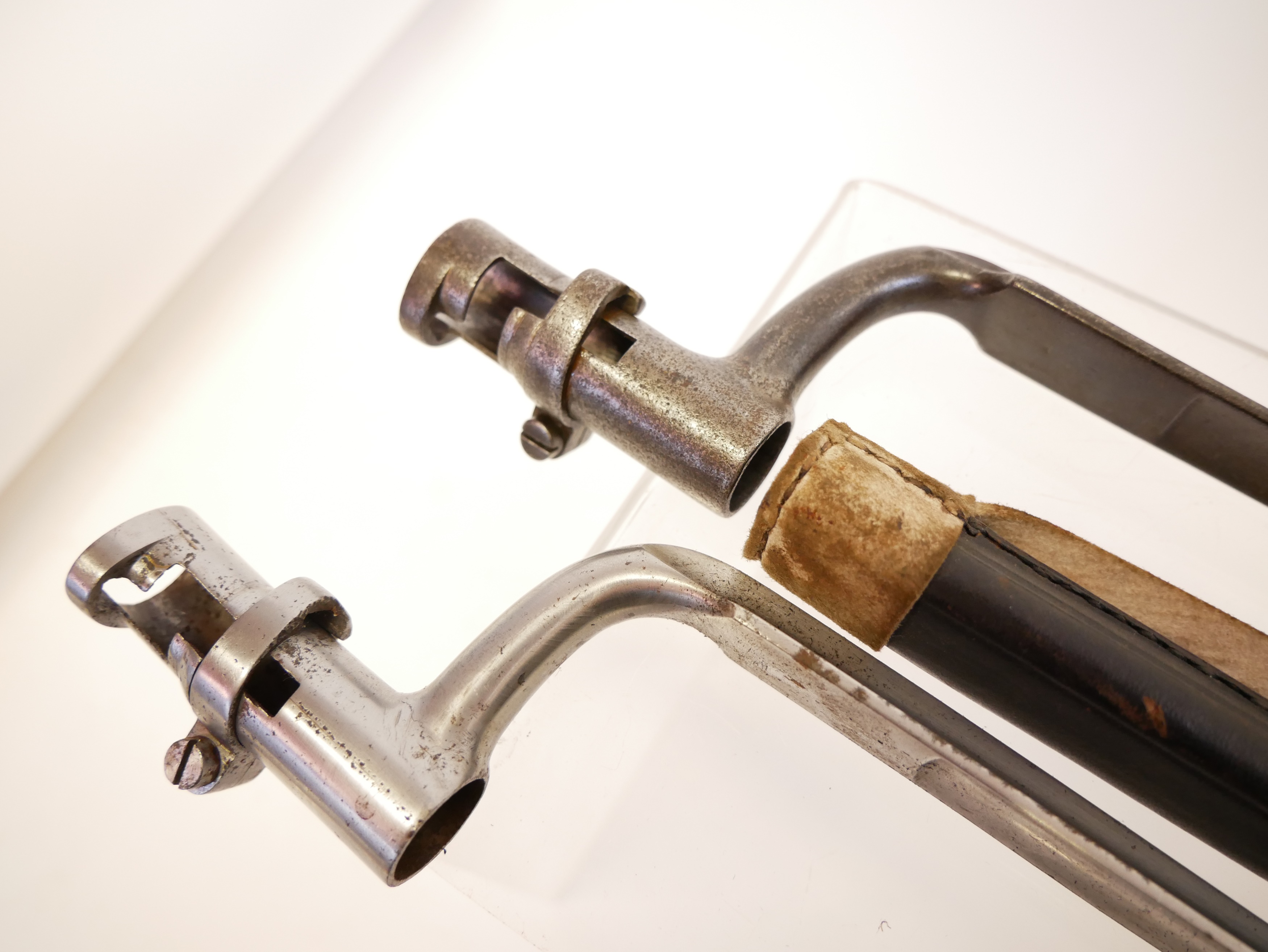 Lot 295 - Two Belgian Model 1867 Socket bayonets,