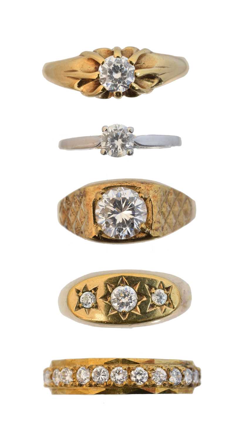 Lot 70 - Five 9ct gold paste rings,