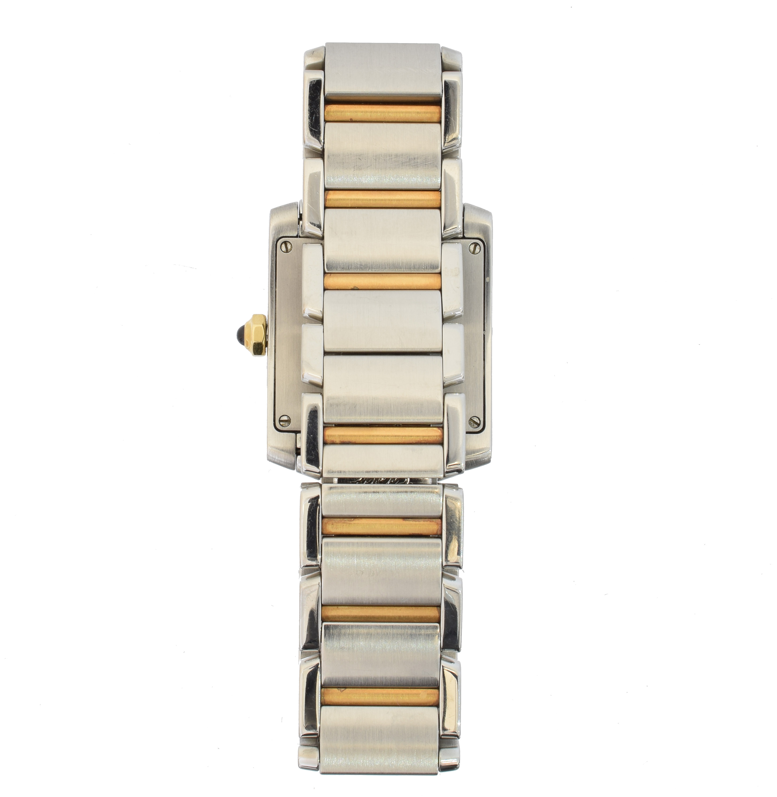 Lot 189 - A steel and gold Cartier Tank Francaise