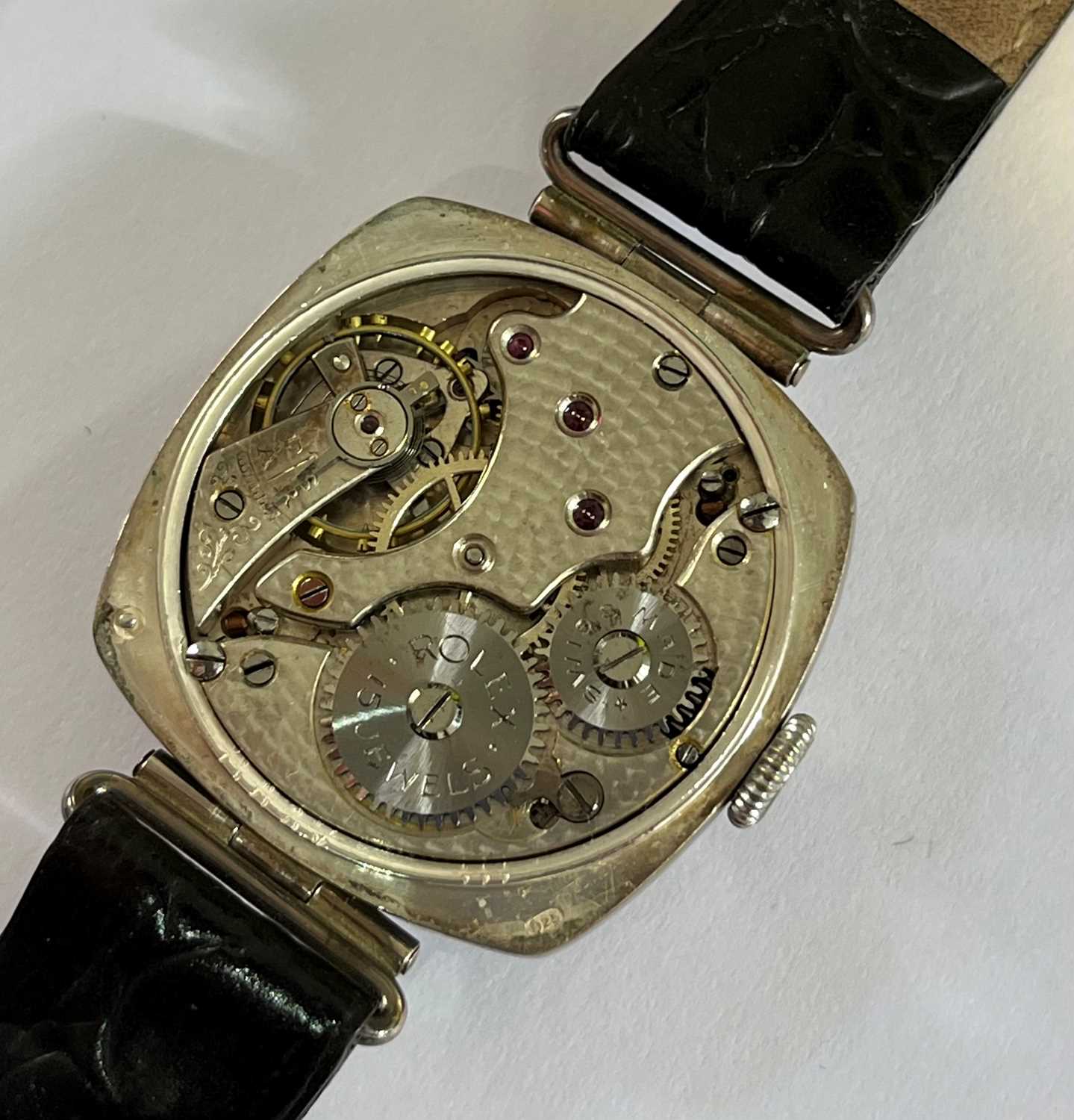 Lot 180 - A 1920s silver Rolex wristwatch,