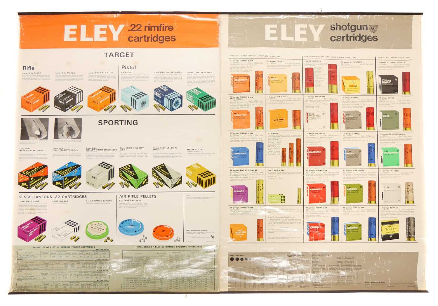 Lot 355 - Two Vintage Eley cartridge posters, and