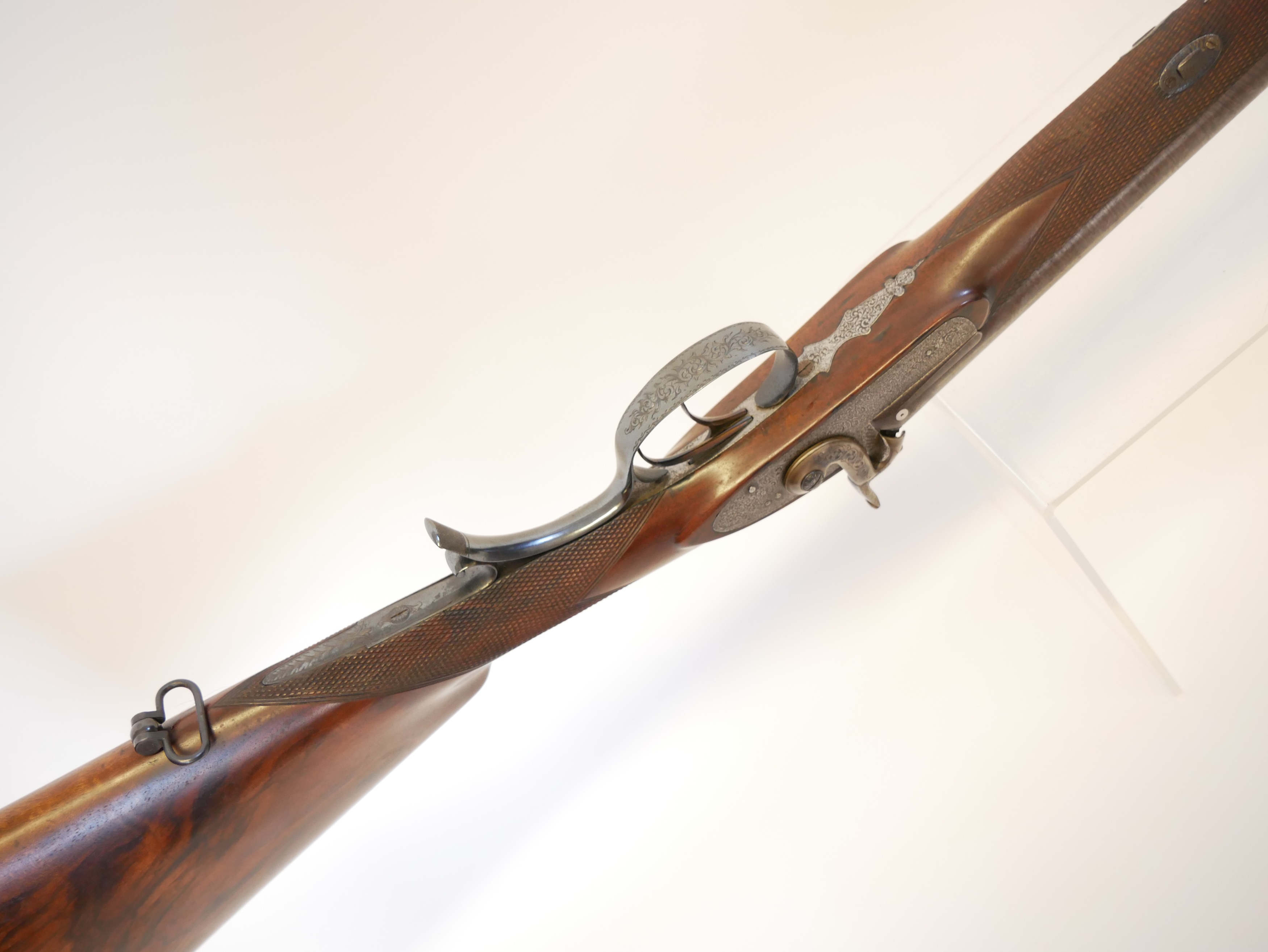 Lot 60 - Percussion 24 bore double barrel rifle