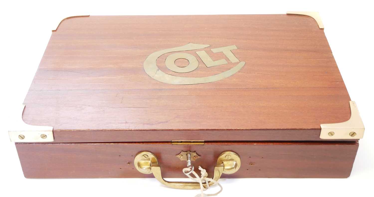 Lot 527 - Mahogany hand made gun box for two Colt