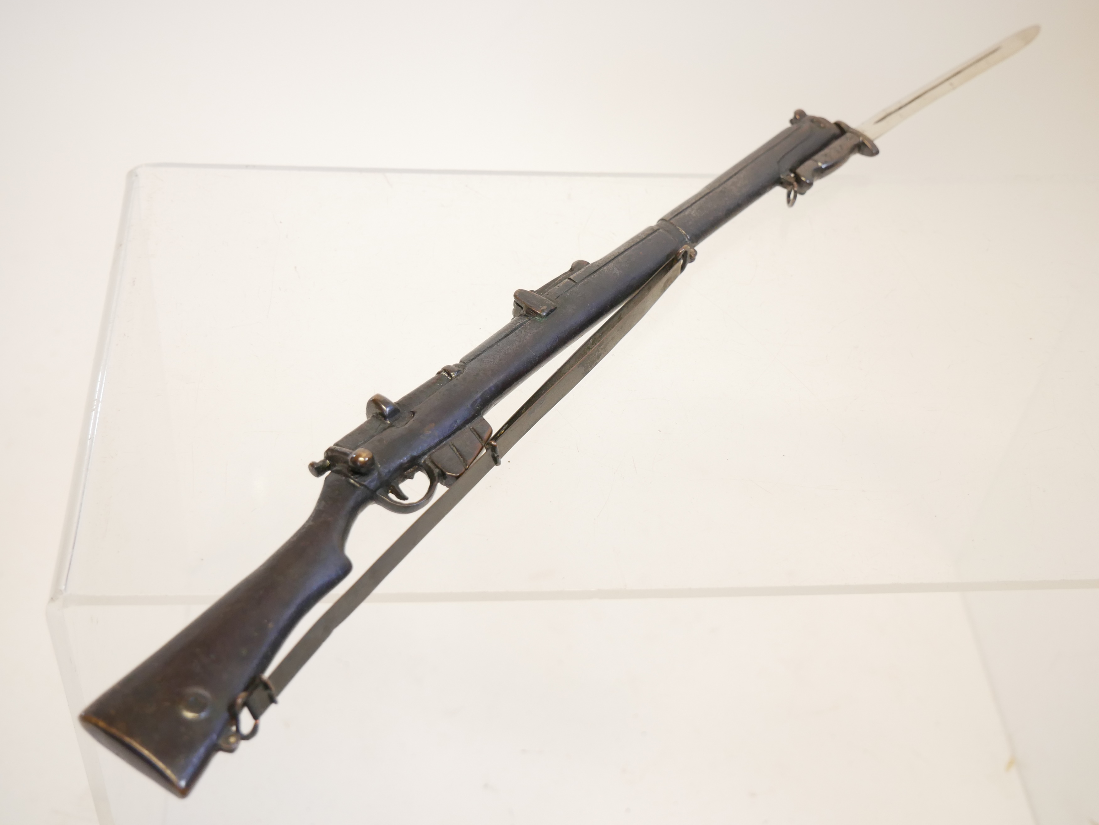 Lot 348 - Miniature bronze Lee Enfield SMLE rifle