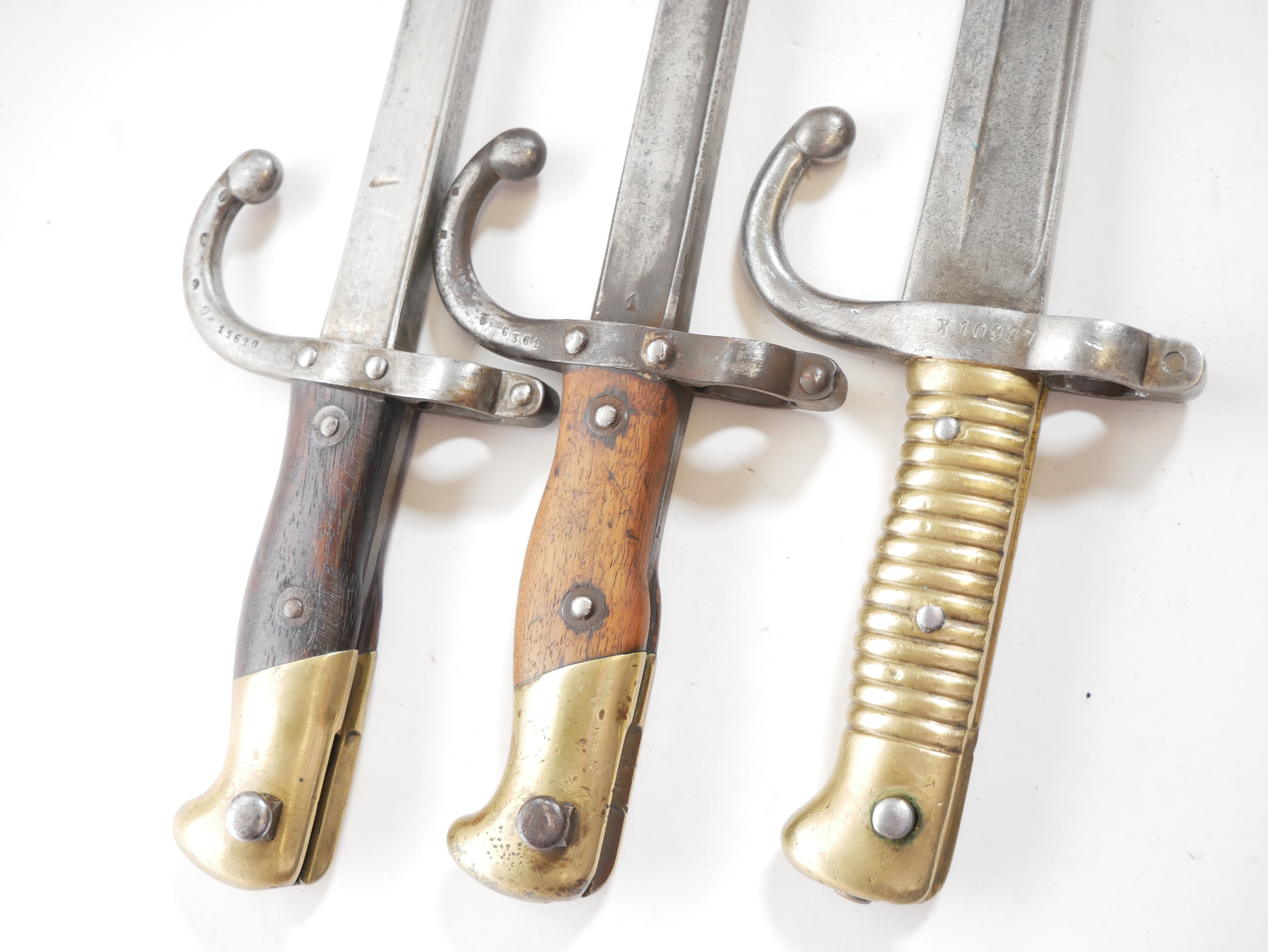 Lot 221 - Two Gras rifle bayonets and a Chassepot