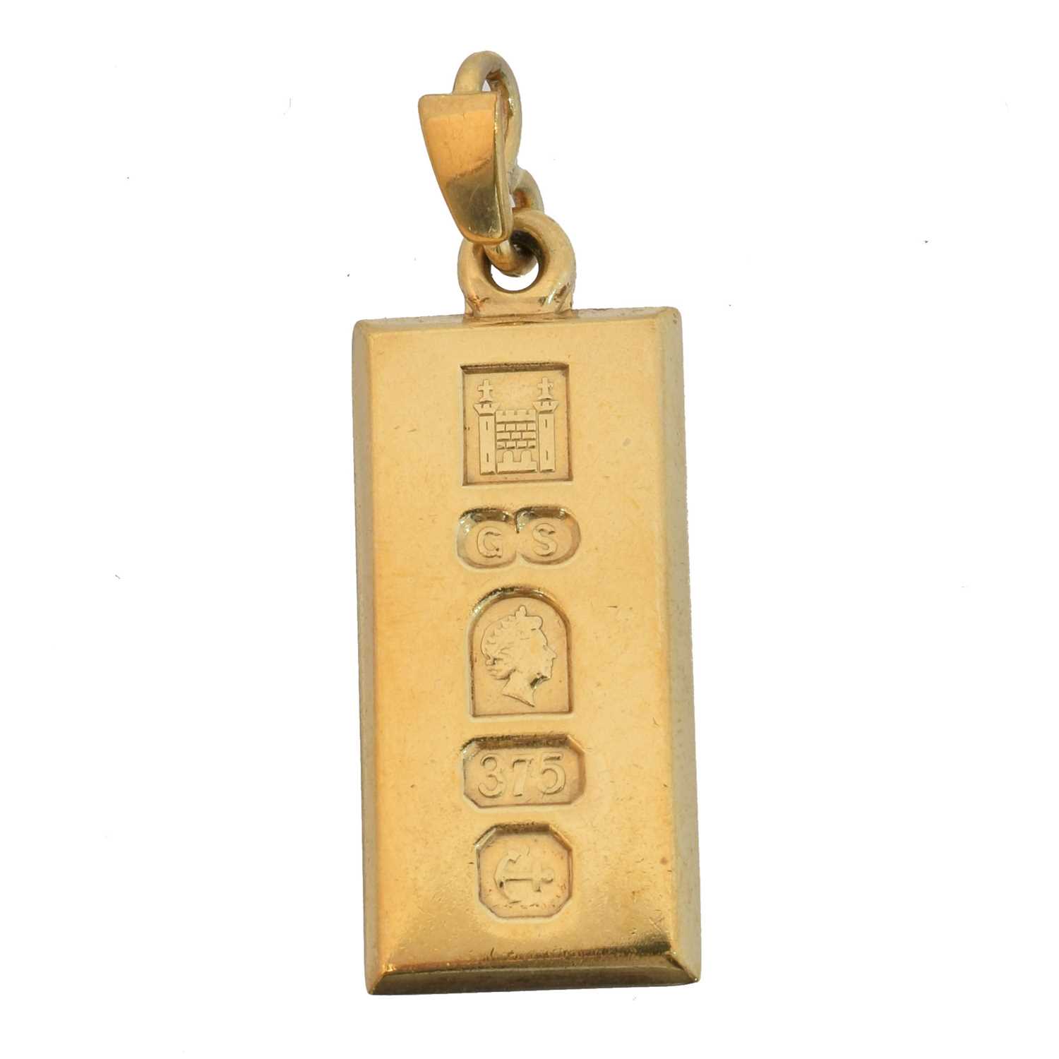 Lot 91 - A 9ct gold 2002 Jubilee ingot pendant by