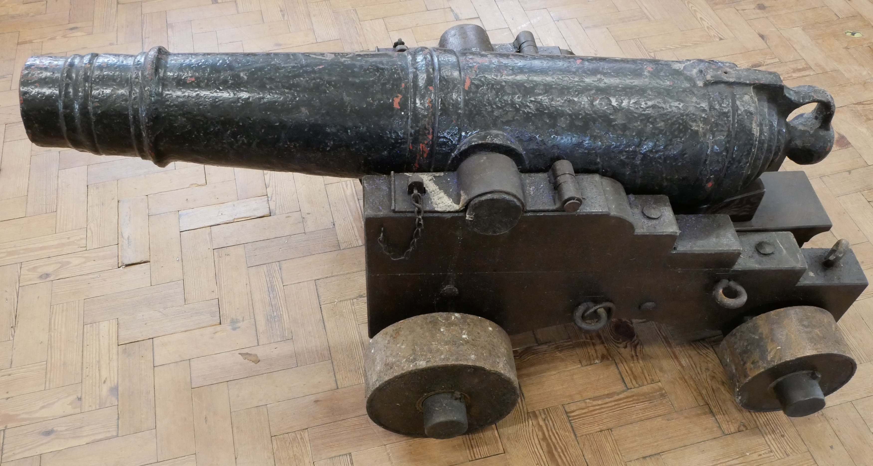 Lot 38 - Six pounder naval cannon,