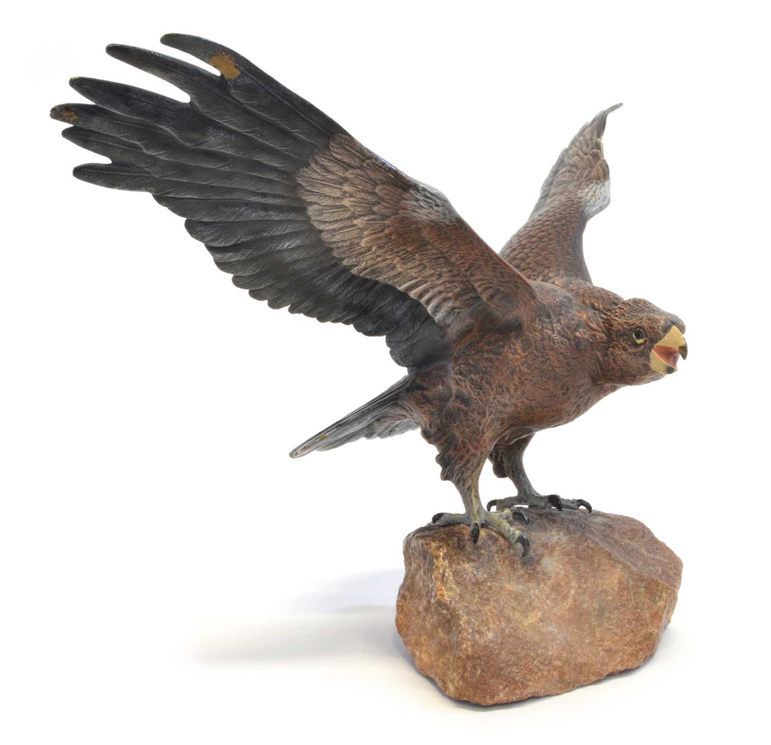 Lot 51 - Cold painted bronze falcon