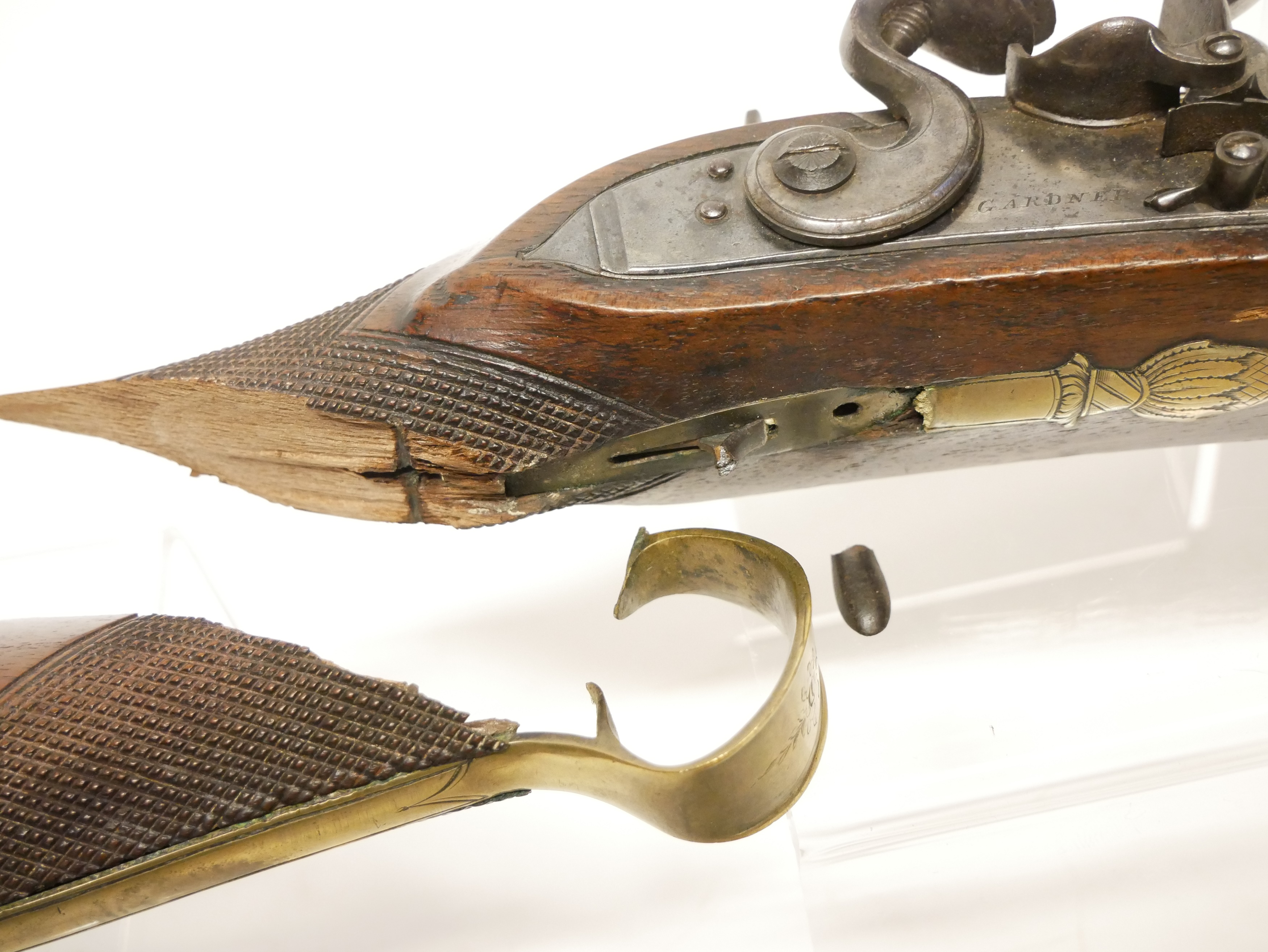 Lot 32 - The damaged parts of a Flintlock Blunderbuss
