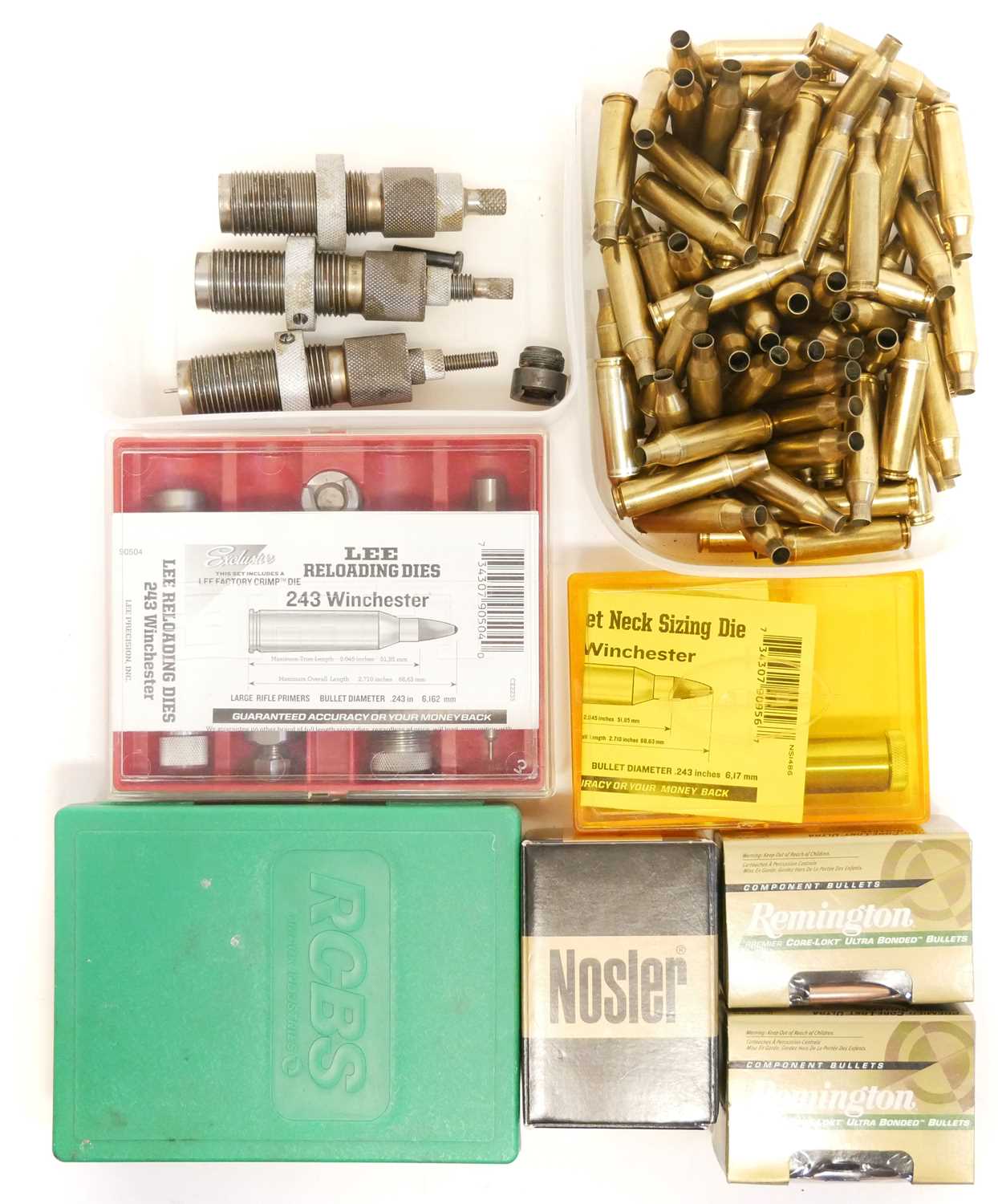 Lot 421 - .243 and .357 reloading dies and components,