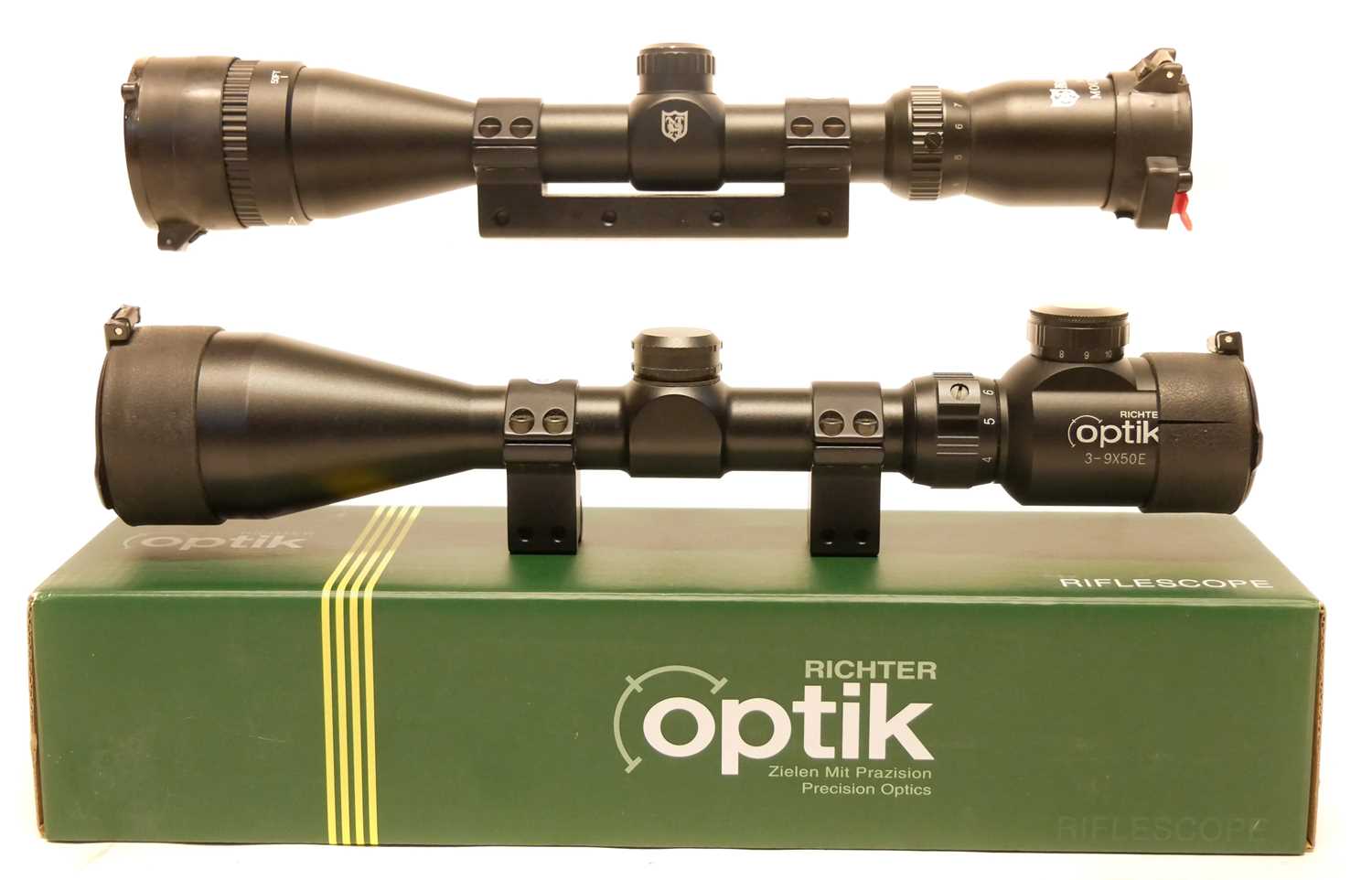 Lot 389 - Optik 3-9x50E boxed telescope and a Nikko