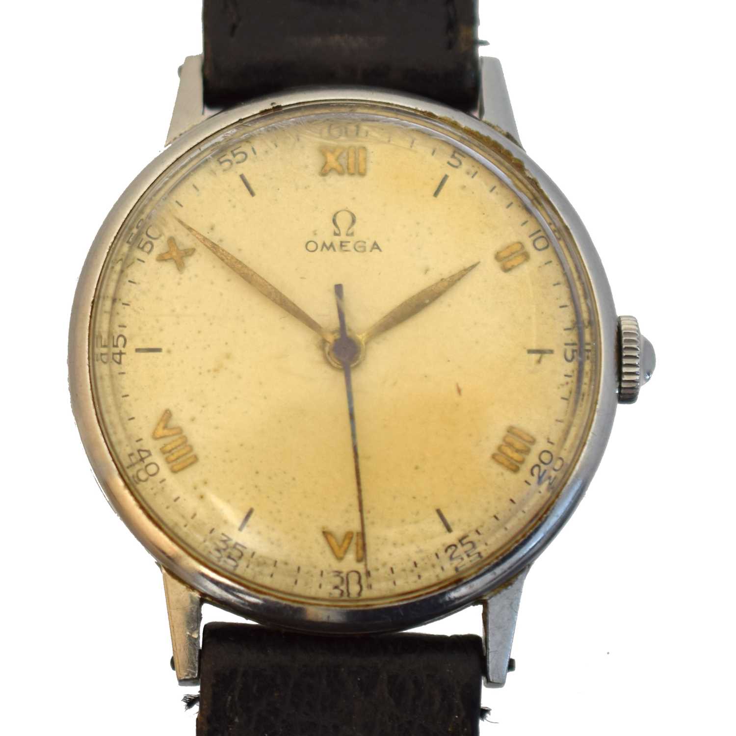 Lot 210 - A stainless steel Omega manual wind