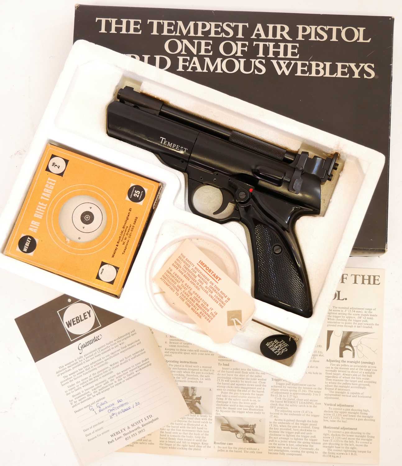 Lot 147 - Boxed Webley Tempest .22 air pistol first