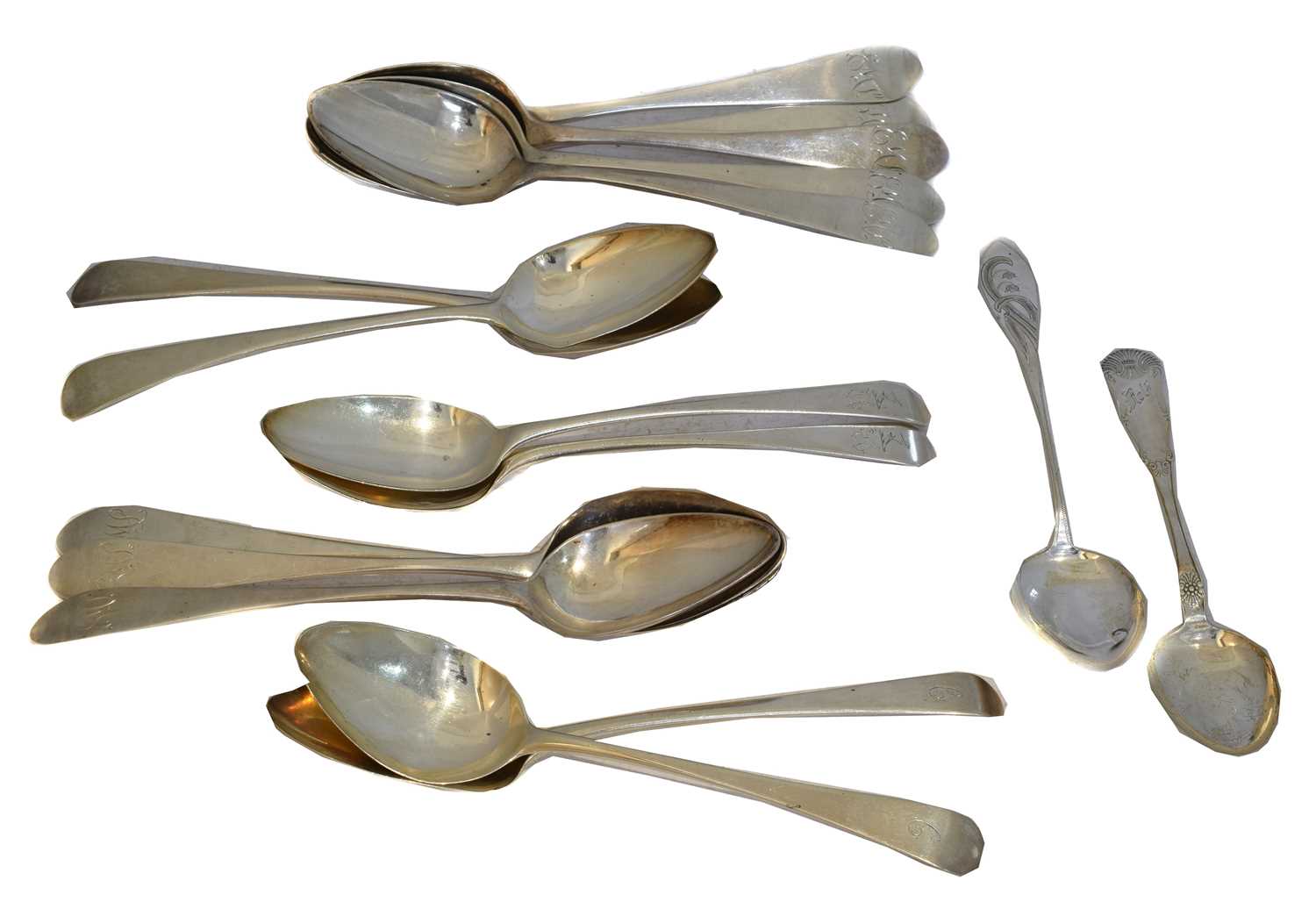 Lot 145 - A selection of silver spoons,