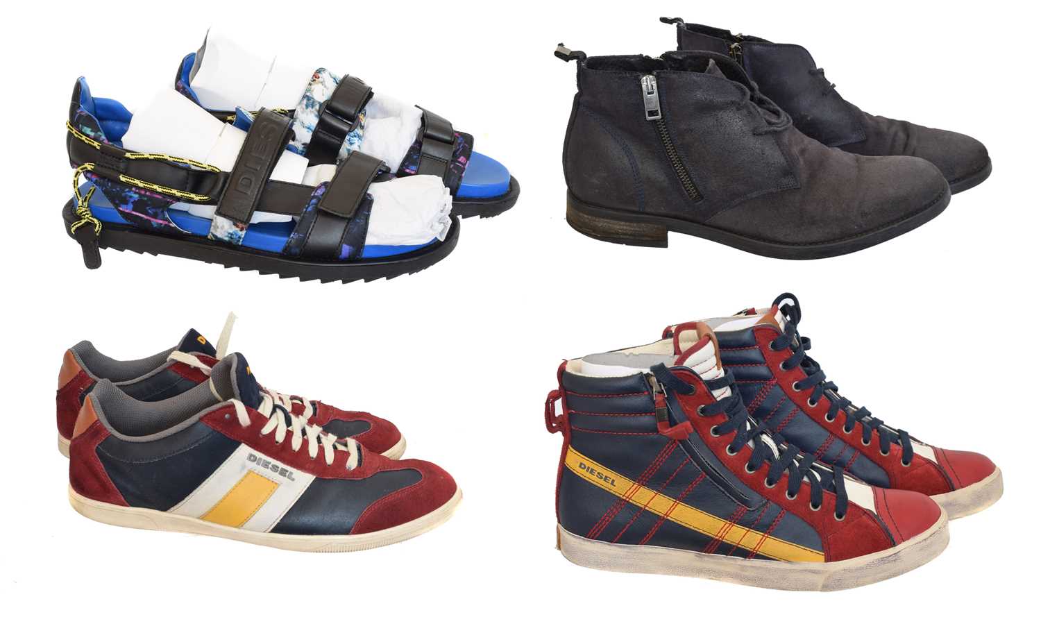 Lot 19 - Four pairs of Diesel shoes,