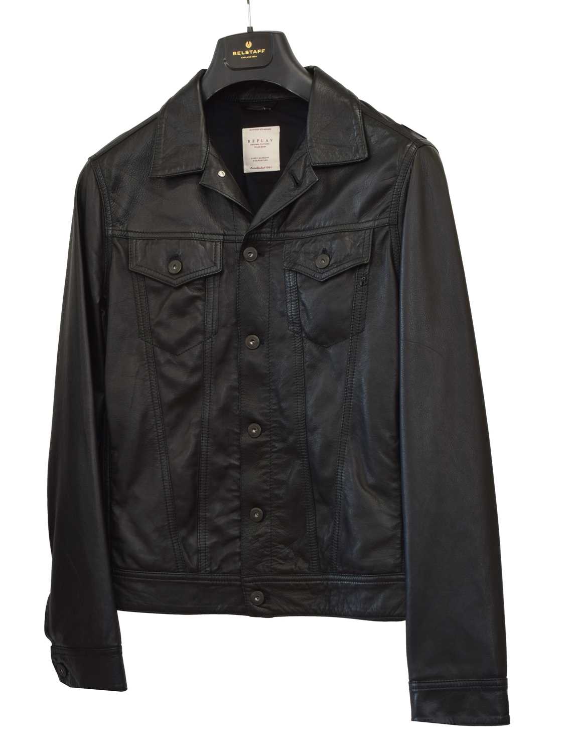 Lot 54 - A Replay black leather jacket,