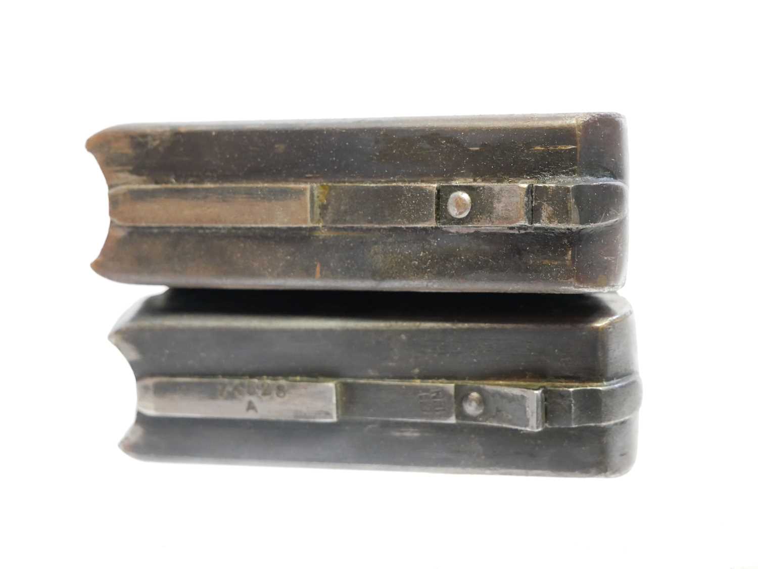 Lot 535 - Two Lee Enfield SMLE .303 rifle magazines.