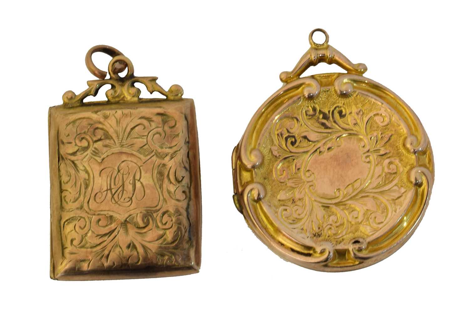 Lot 37 - Two 9ct gold hinged lockets.