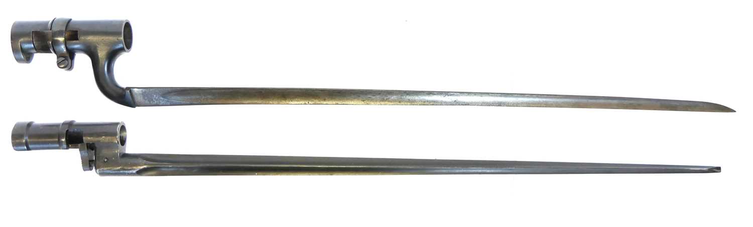 Lot 150 - Two socket bayonets, one for a Snider rifle,