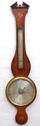 Lot 606 - Mahogany wheel barometer.
