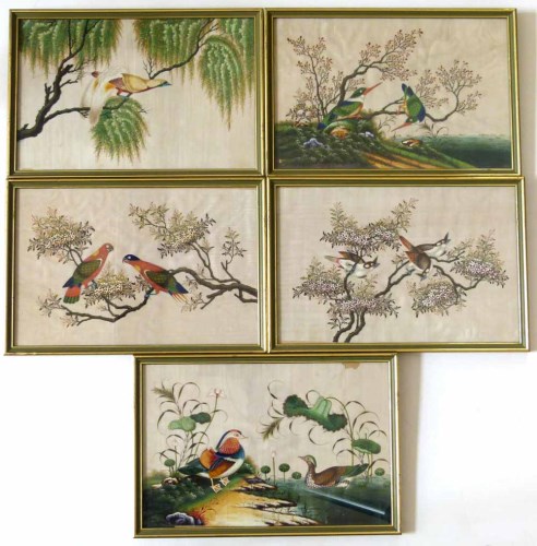 Lot 338 - Five Chinese rice paper paintings.