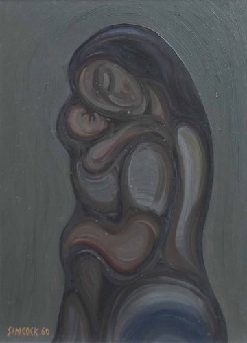 Lot 433 - Jack Simcock, Mother and child, oil.