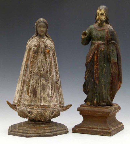Lot 625 - Two carved and painted colonial religious