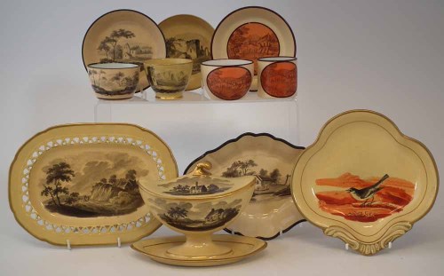 Lot 118 - Collection of buff coloured pottery, painted