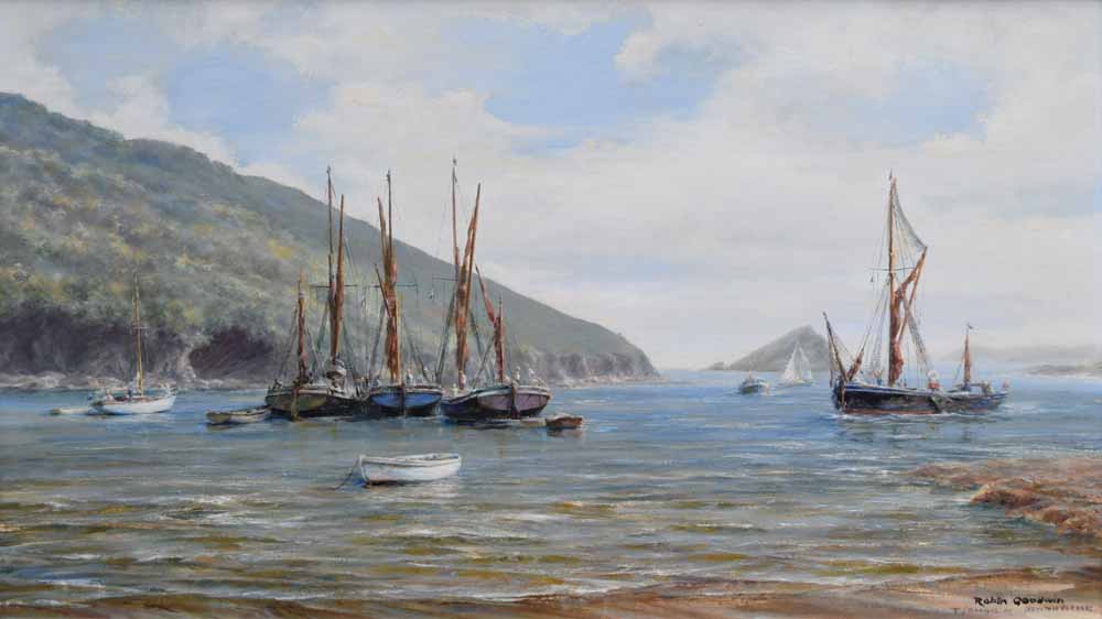 Lot 421 - Robin Goodwin, Thames Barges at Newton