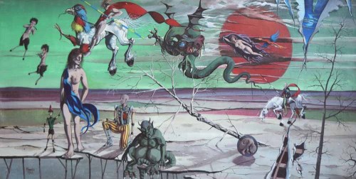 Lot 445 - Francis Wainwright, Surreal landscape with