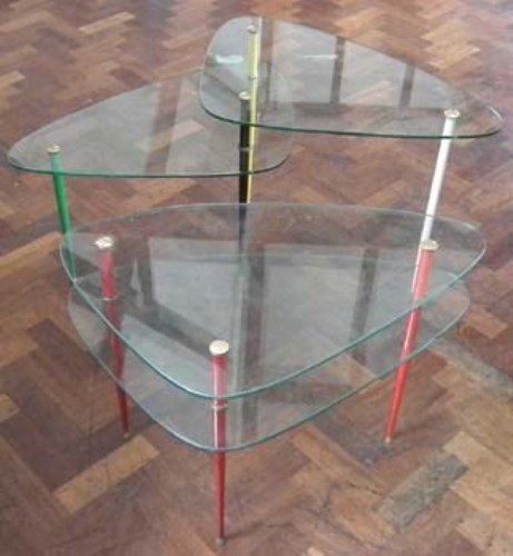 Lot 544 - Two 1950's design glass two tier tables